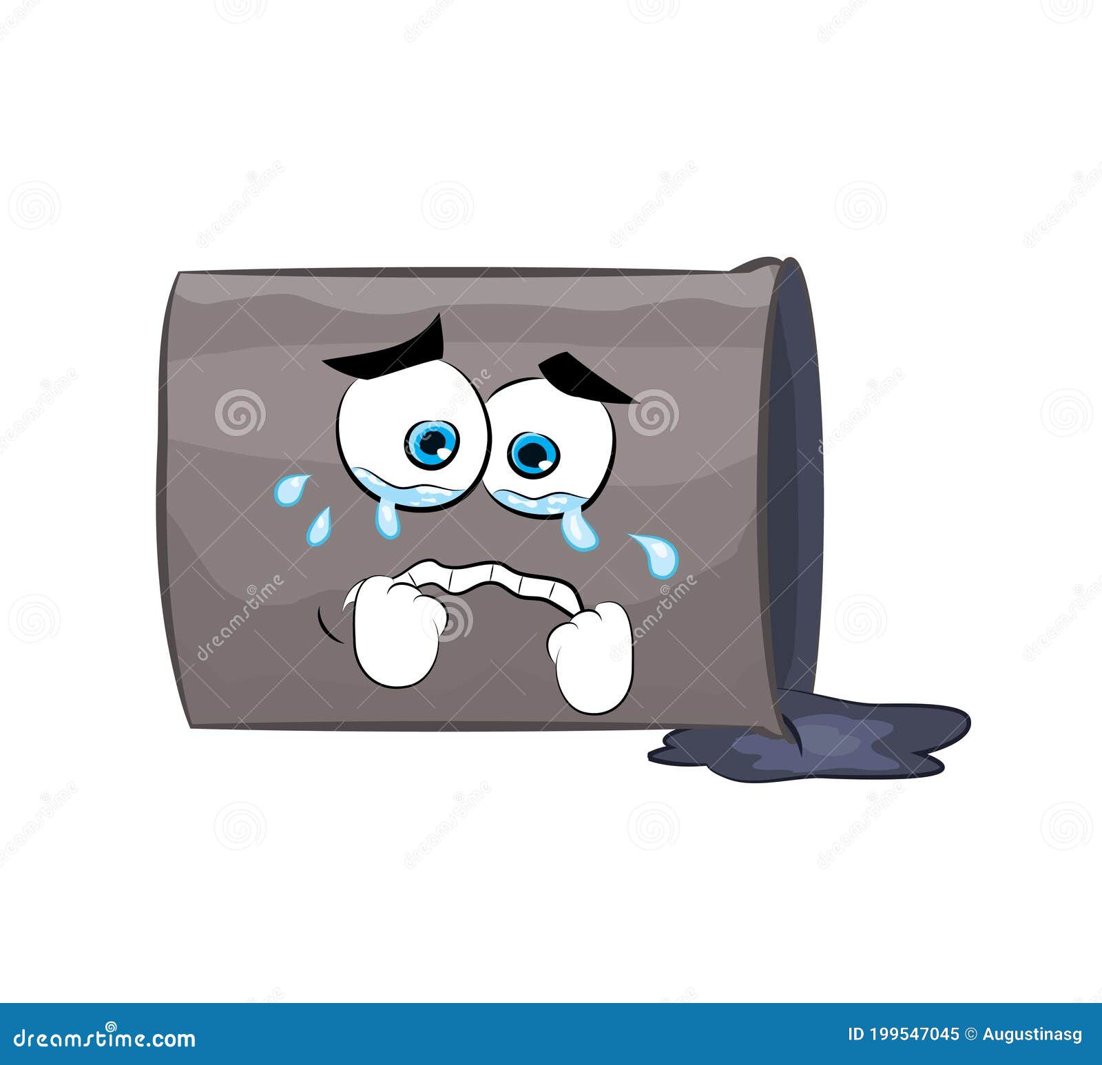 Crying Cartoon Illustration of Spilled Oil Barrel Stock Illustration ...