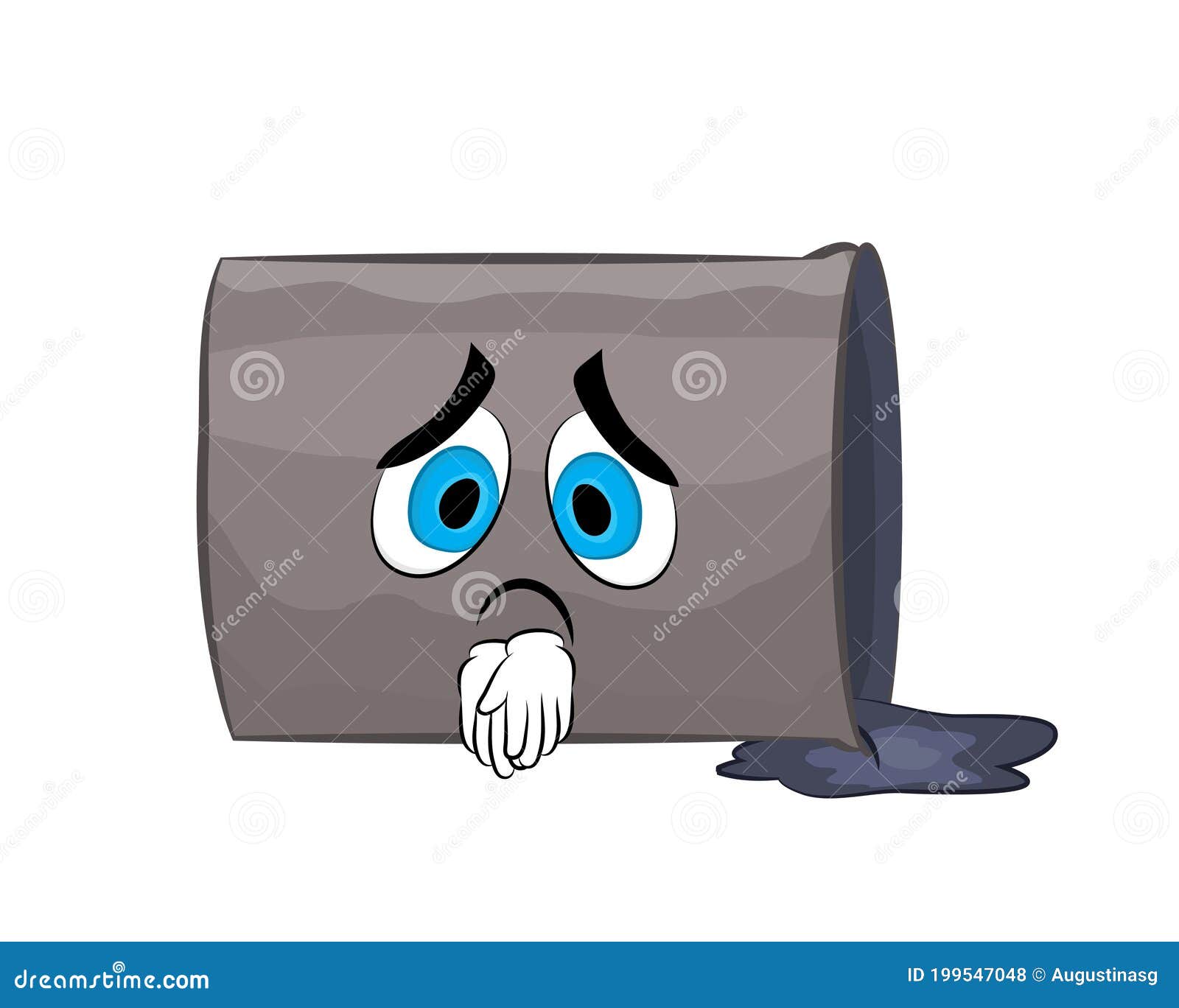 Sad Cartoon Illustration of Spilled Oil Barrel Stock Illustration ...