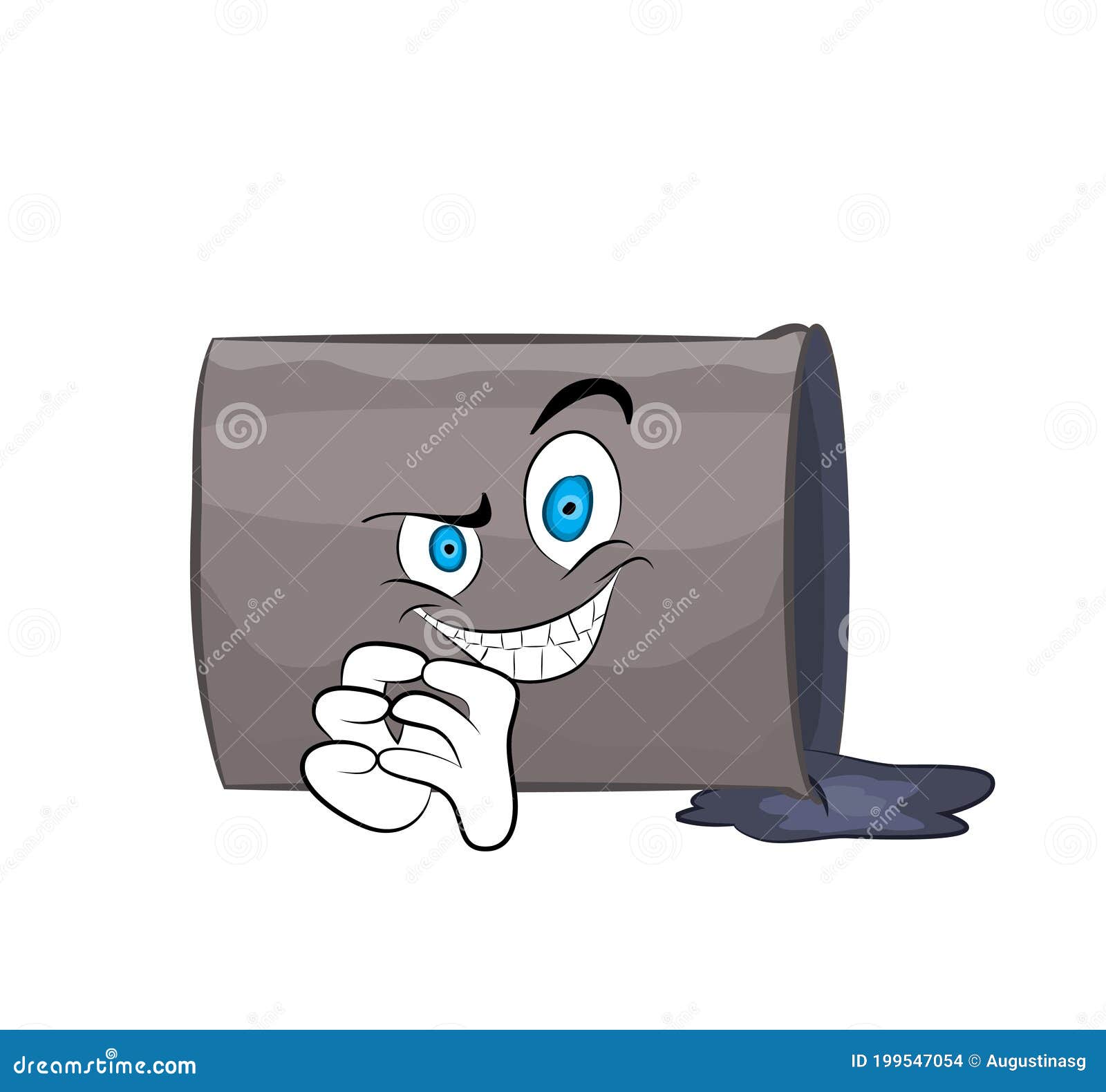Evil Cartoon Illustration of Spilled Oil Barrel Stock Illustration ...