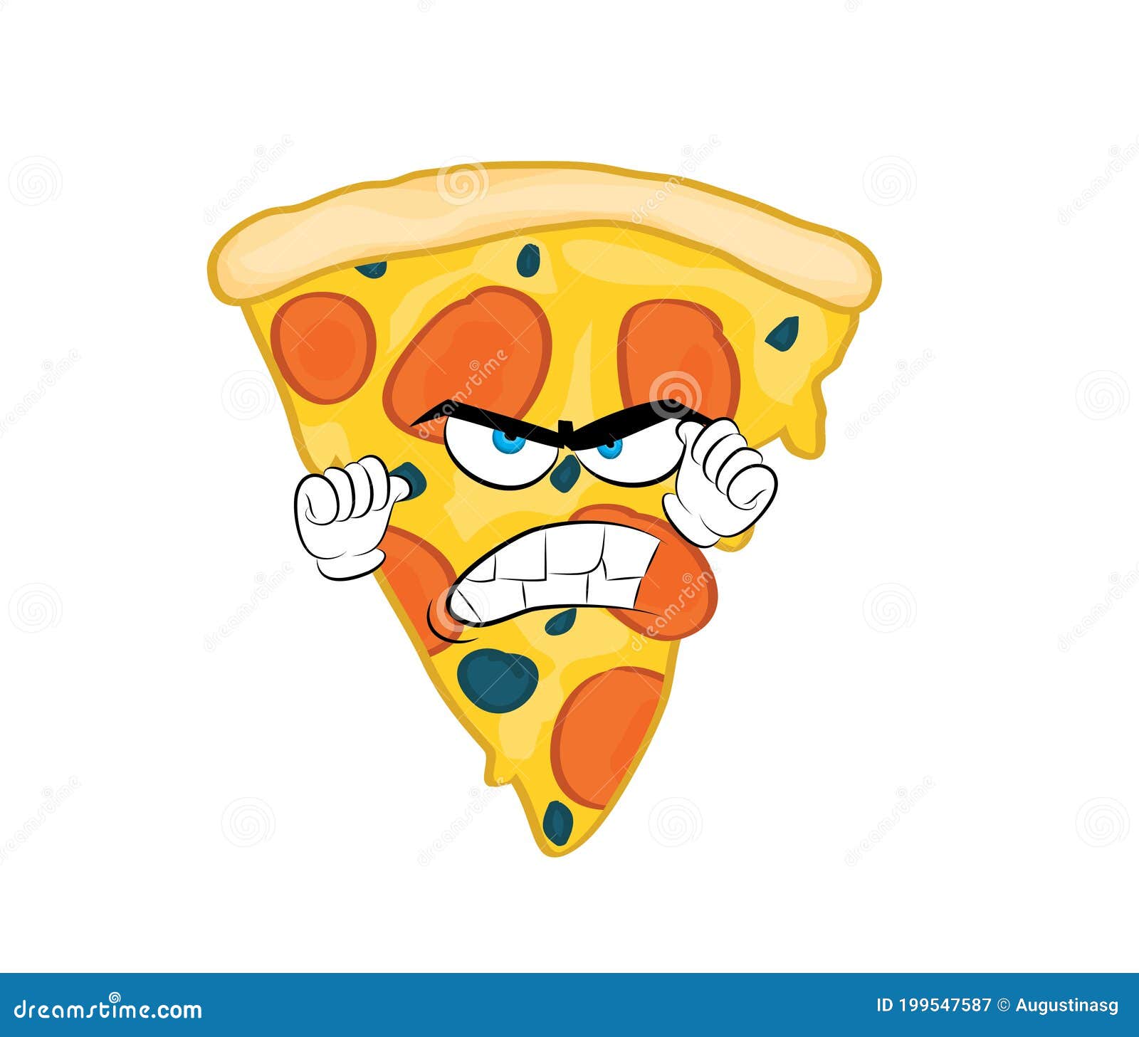 Angry Cartoon Illustration of Pizza Slice Stock Illustration ...