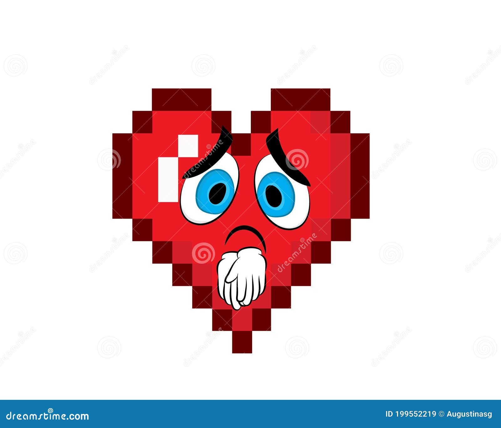 Sad Cartoon Illustration of Pixelated Heart Stock Illustration ...