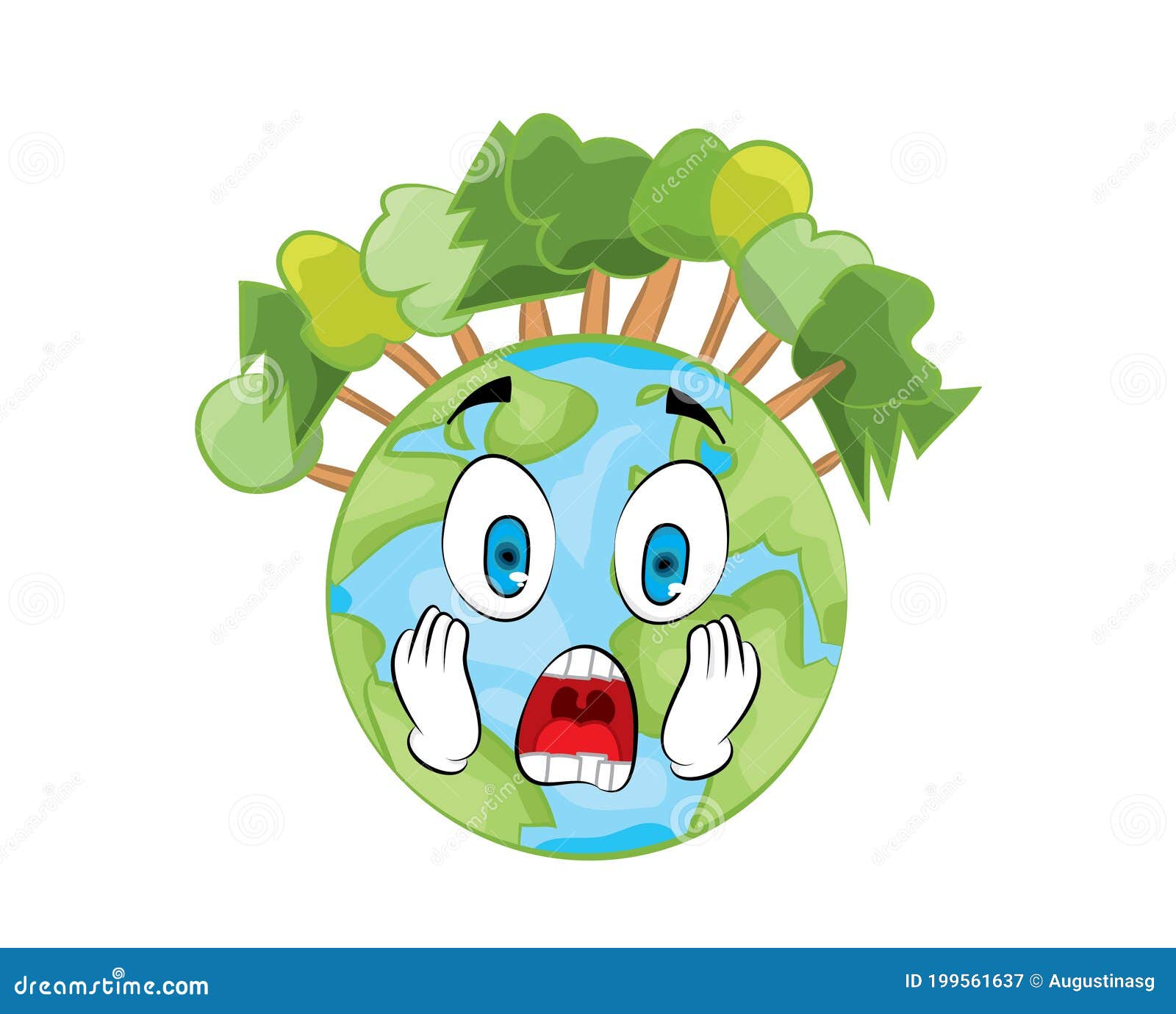 Scared Illustration of Earth Globe with Trees Stock Illustration ...