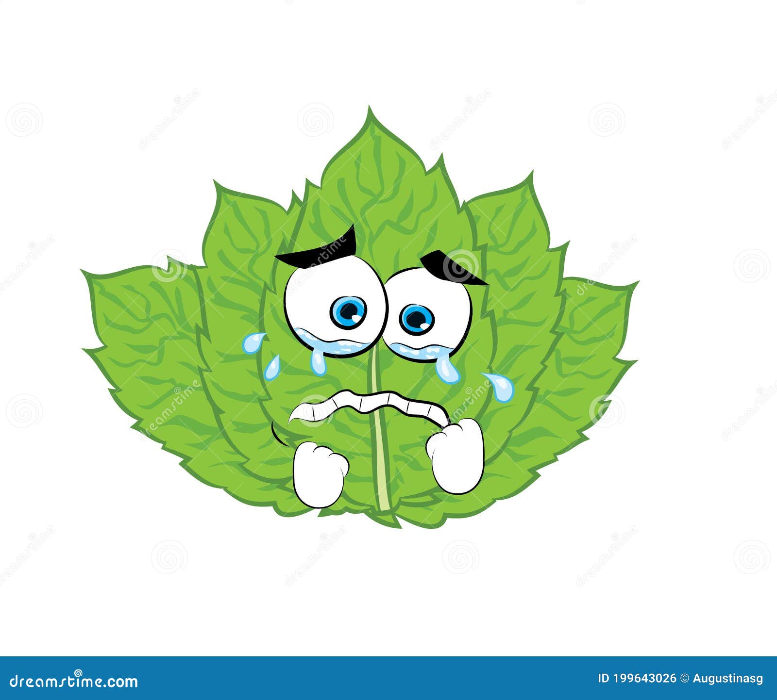 Crying Cartoon Illustration of Fresh Mint Leaves Stock Illustration ...