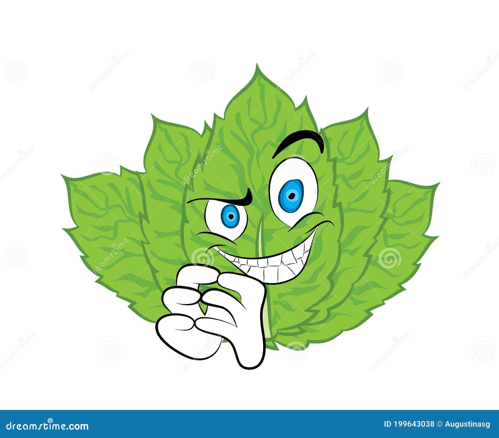 Evil Cartoon Illustration of Fresh Mint Leaves Stock Illustration ...