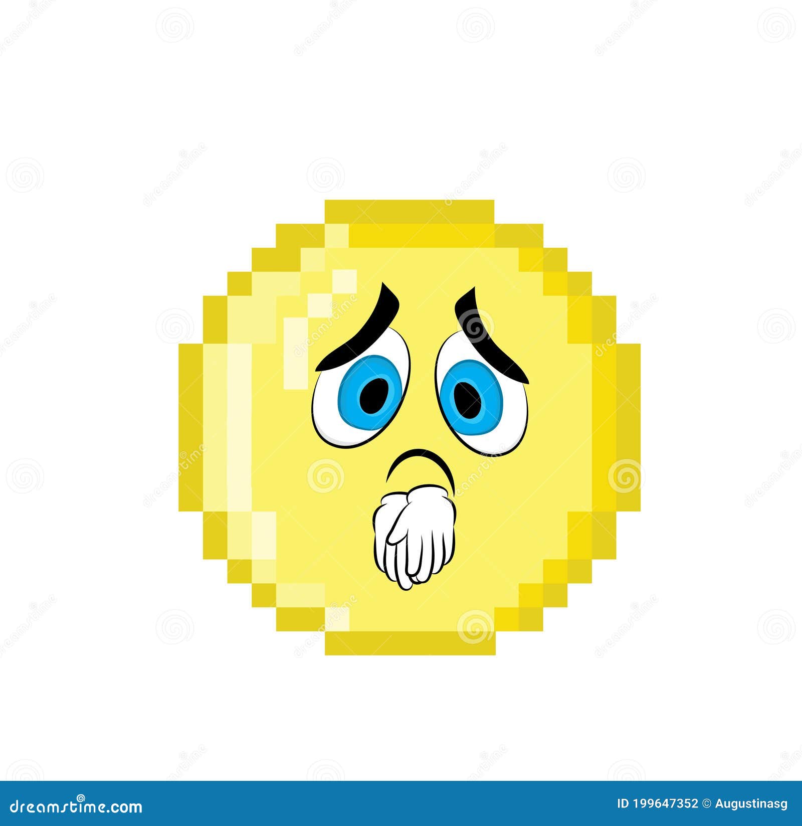 Sad Cartoon Illustration of Pixel Art Golden Coin Stock Illustration ...