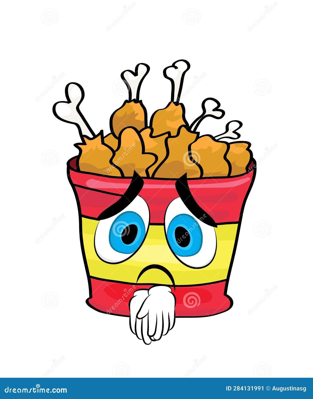 Sad Cartoon Illustration of Bucket of Chicken Stock Illustration ...