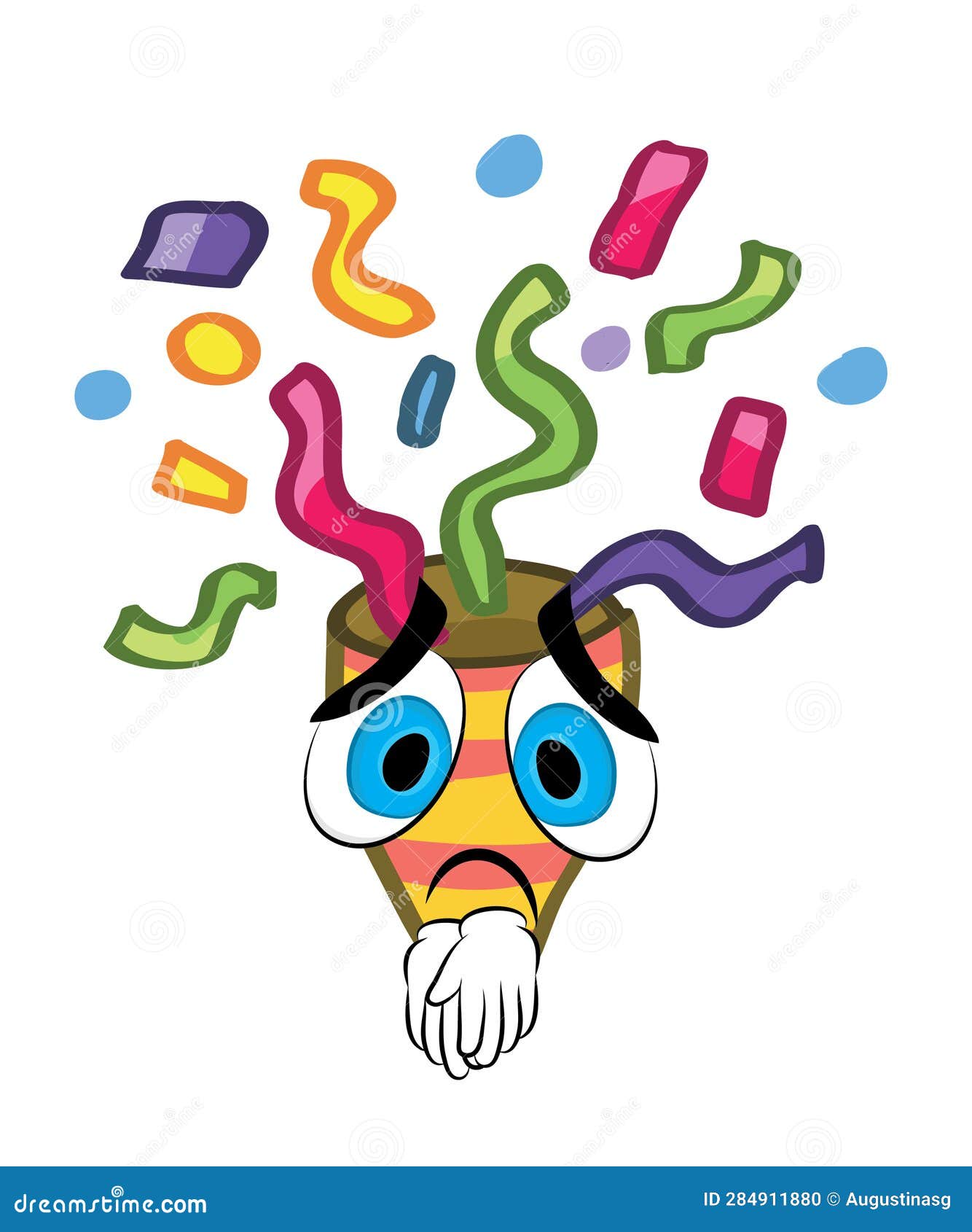 Sad Cartoon Illustration of Confetti Stock Illustration - Illustration ...