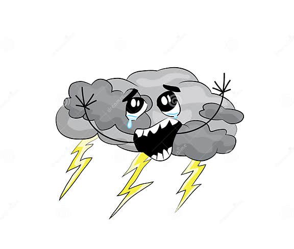 Crying Internet Meme Illustration of Cloud with Thunder Stock ...