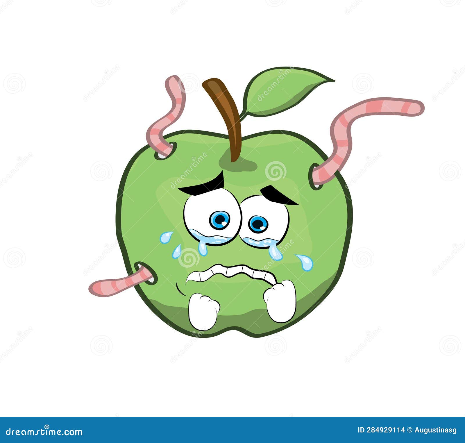 Crying Cartoon Illustration Of Apple With Worms | CartoonDealer.com ...