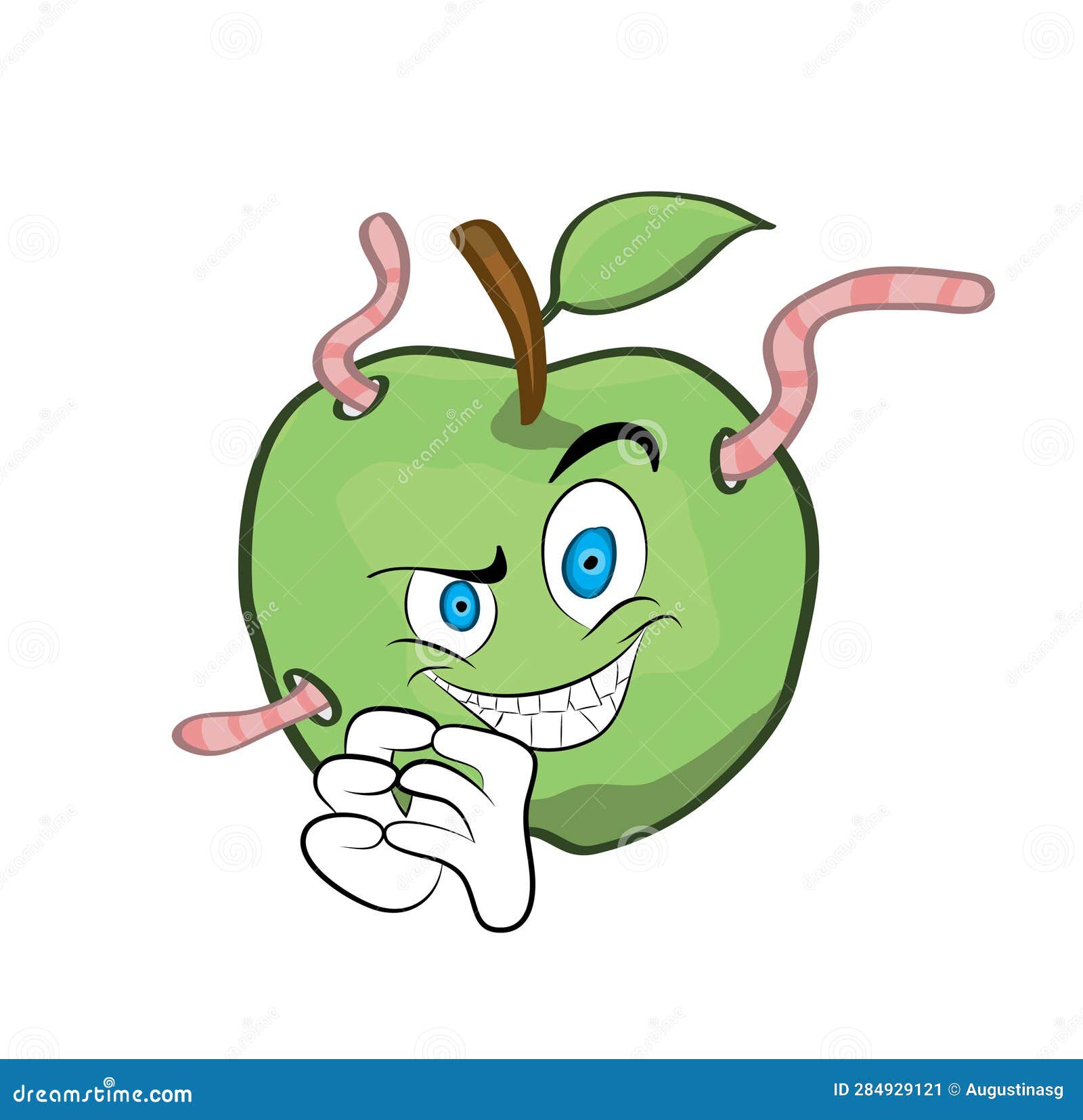 Evil Cartoon Illustration of Apple with Worms Stock Illustration ...