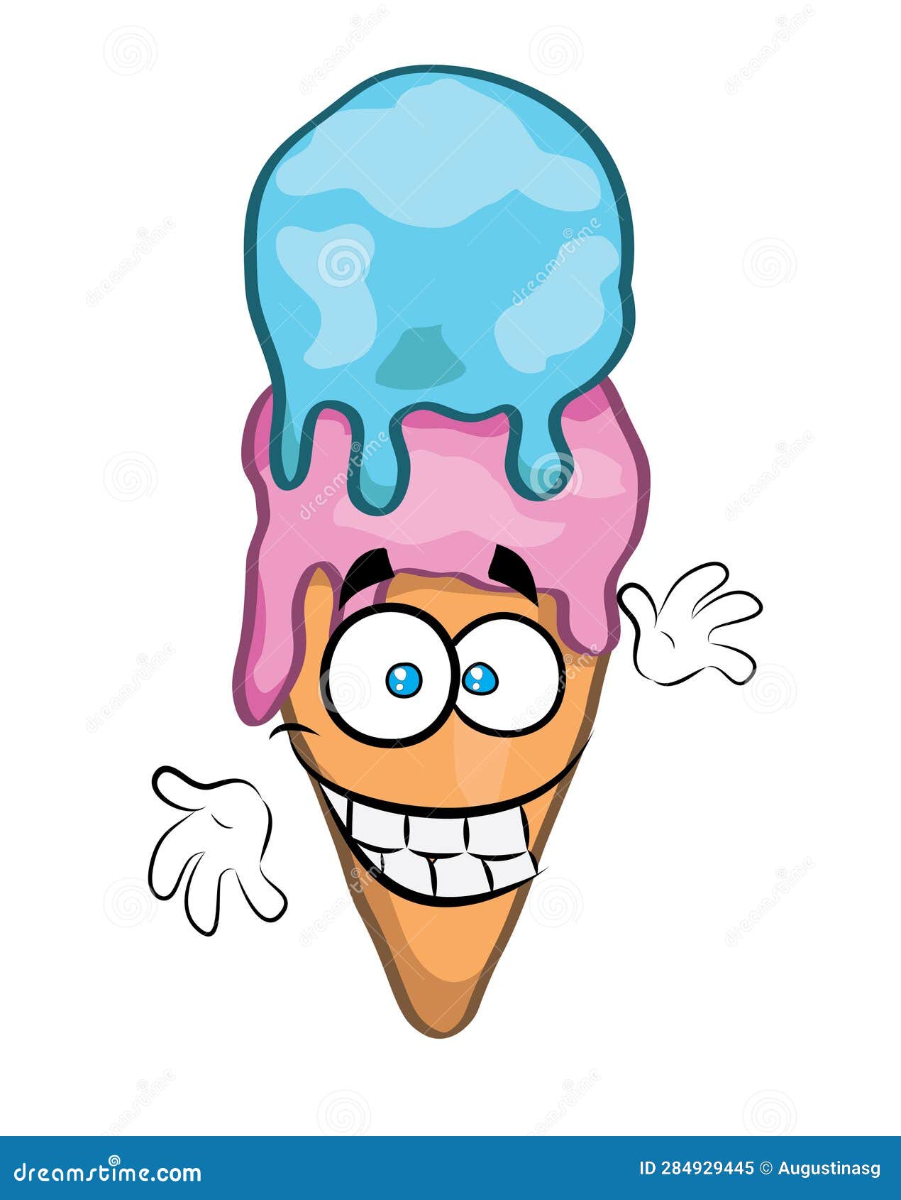 Happy Cartoon Illustration of Melting Ice Cream Stock Illustration ...