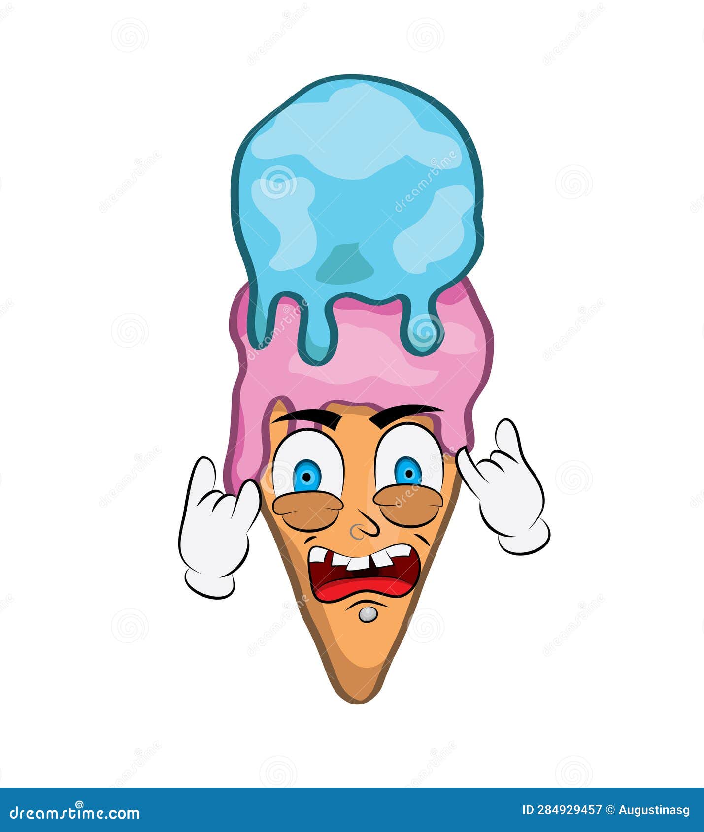 Punk Cartoon Illustration of Melting Ice Cream Stock Illustration ...