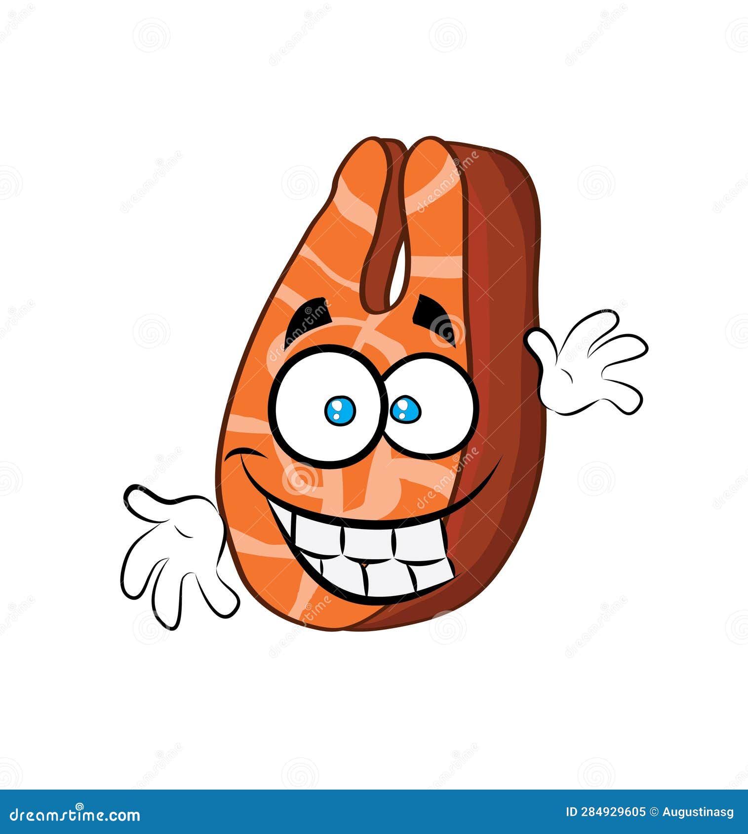 Happy Cartoon Illustration of Salmon Slice Stock Illustration ...