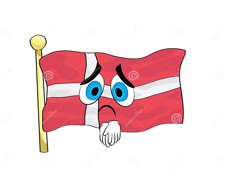 Sad Cartoon Illustration of Denmark Flag Stock Illustration ...