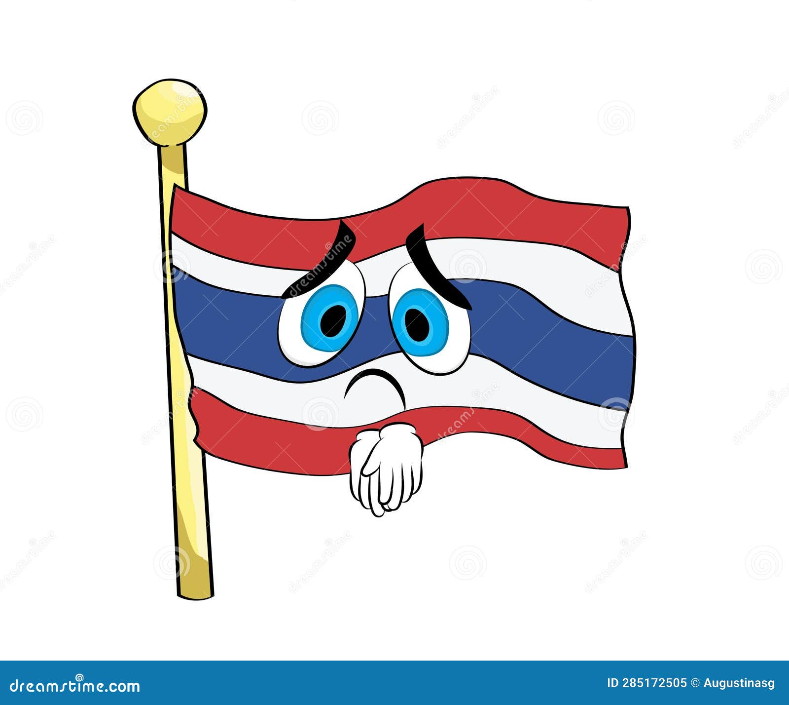 Sad Cartoon Illustration of Thailand Flag Stock Illustration ...