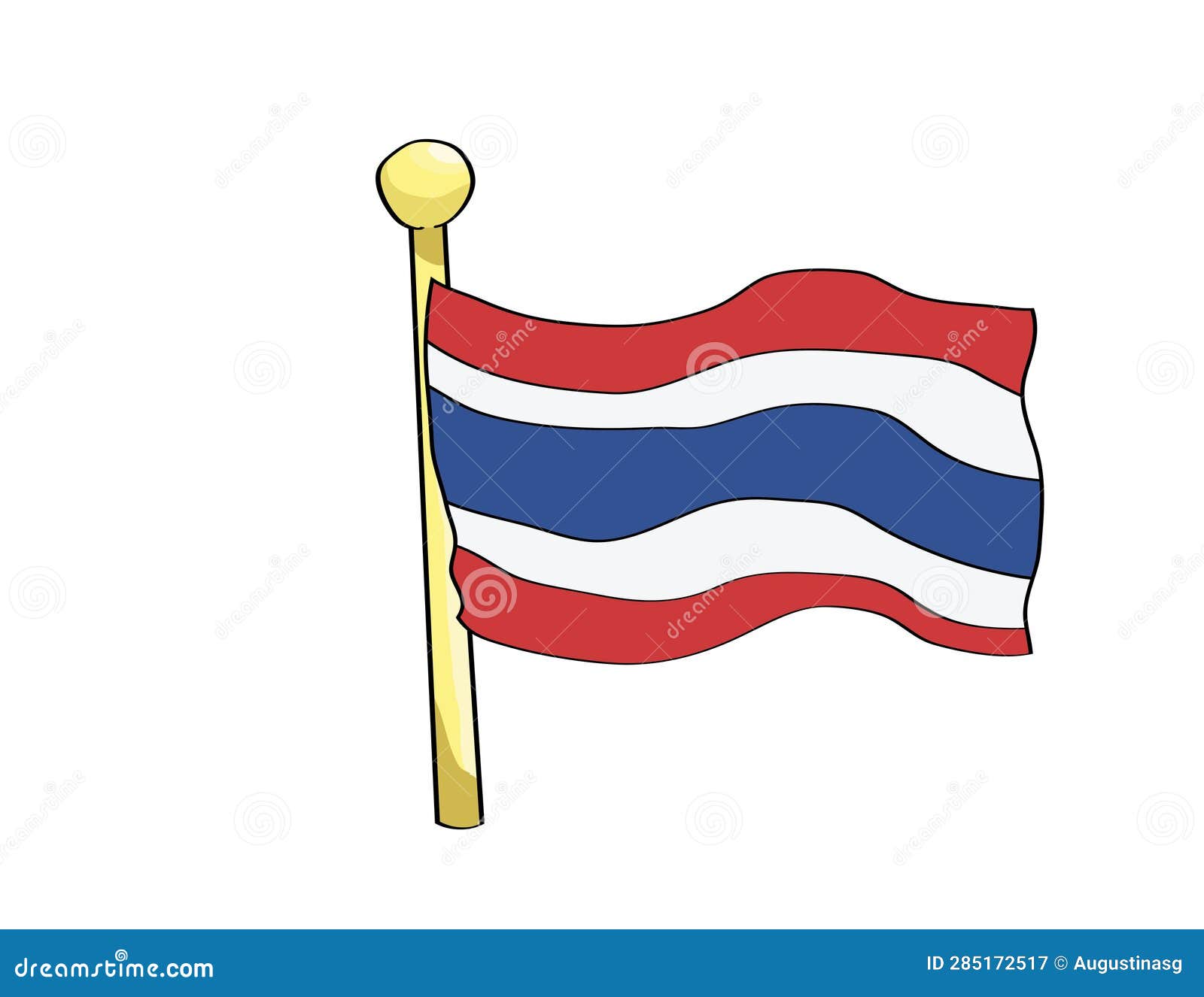 Cartoon Illustration of Thailand Flag Stock Illustration - Illustration ...