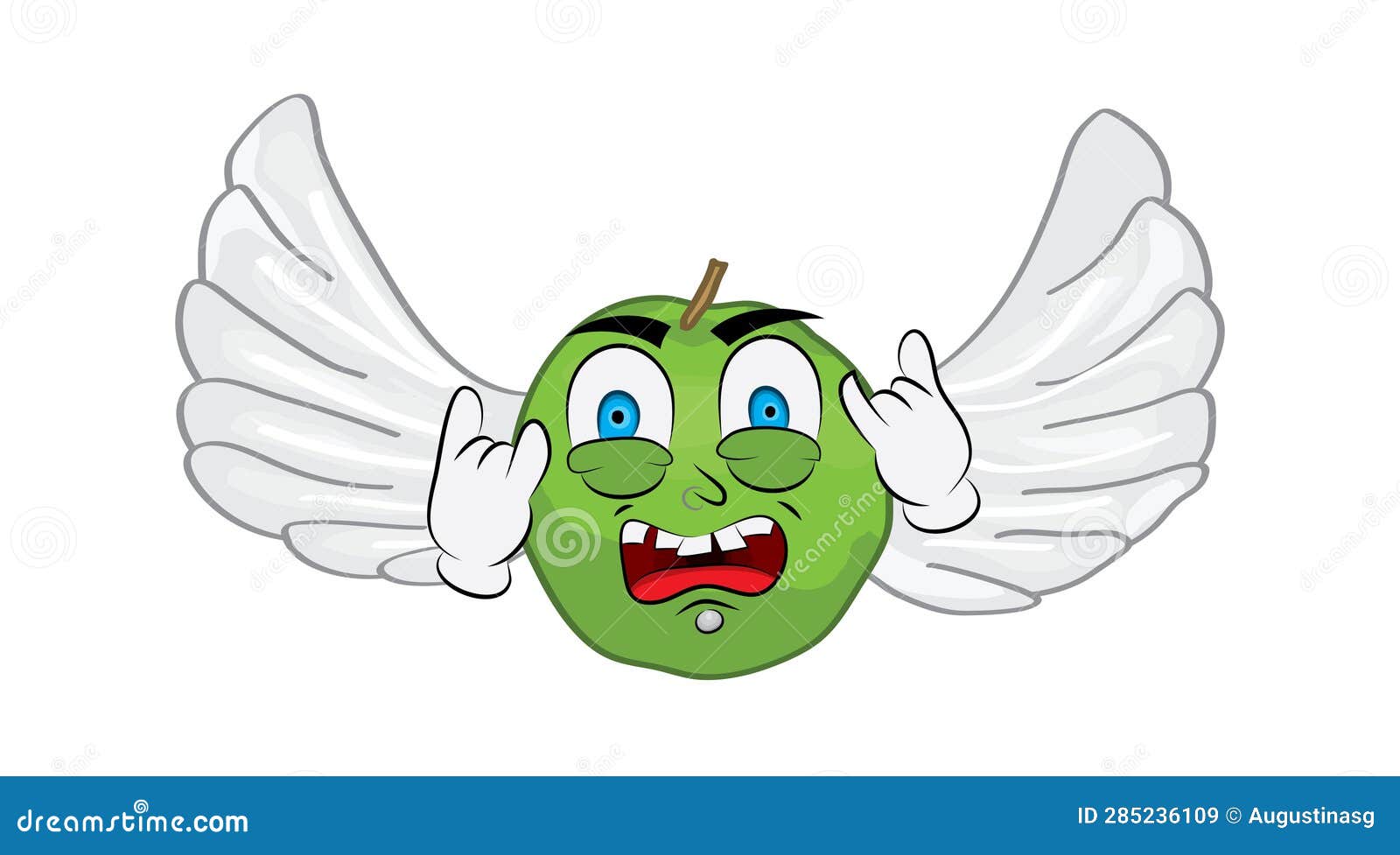 Punk Cartoon Illustration of Apple with Wings Stock Illustration ...