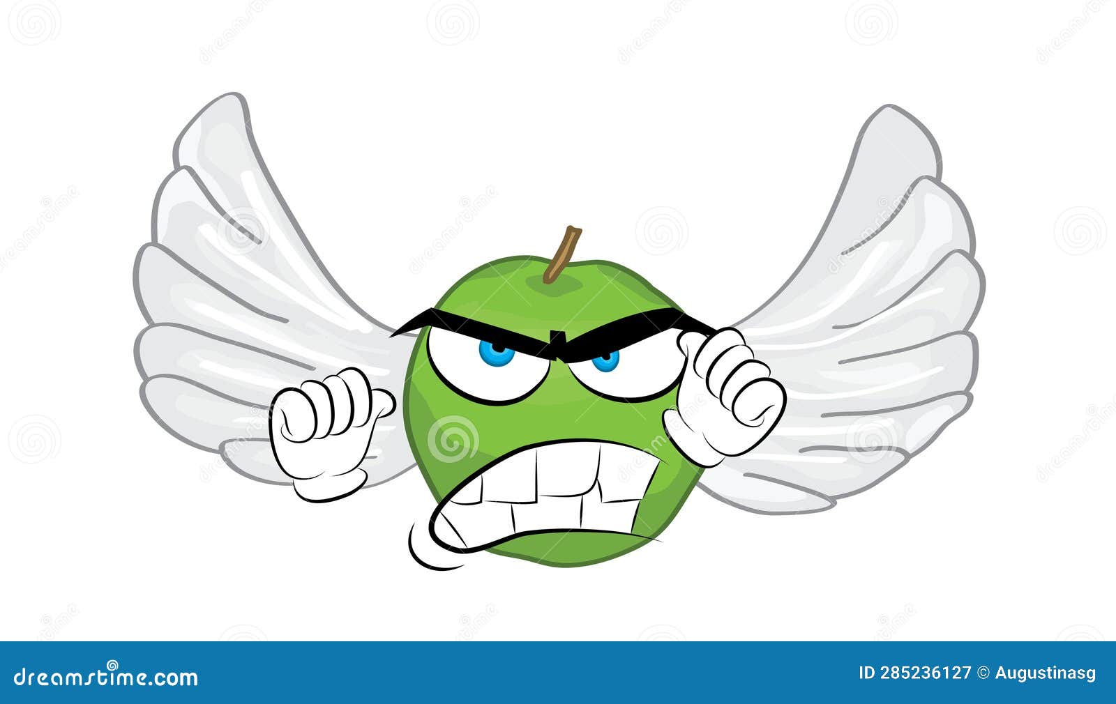 Angry Cartoon Illustration of Apple with Wings Stock Illustration ...