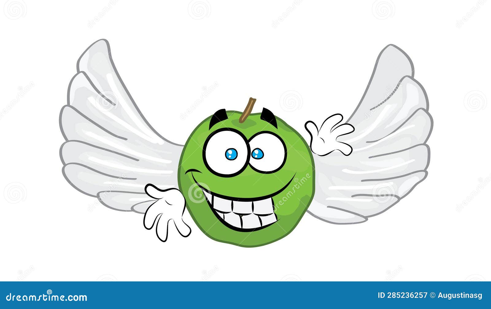 Happy Cartoon Illustration of Apple with Wings Stock Illustration ...