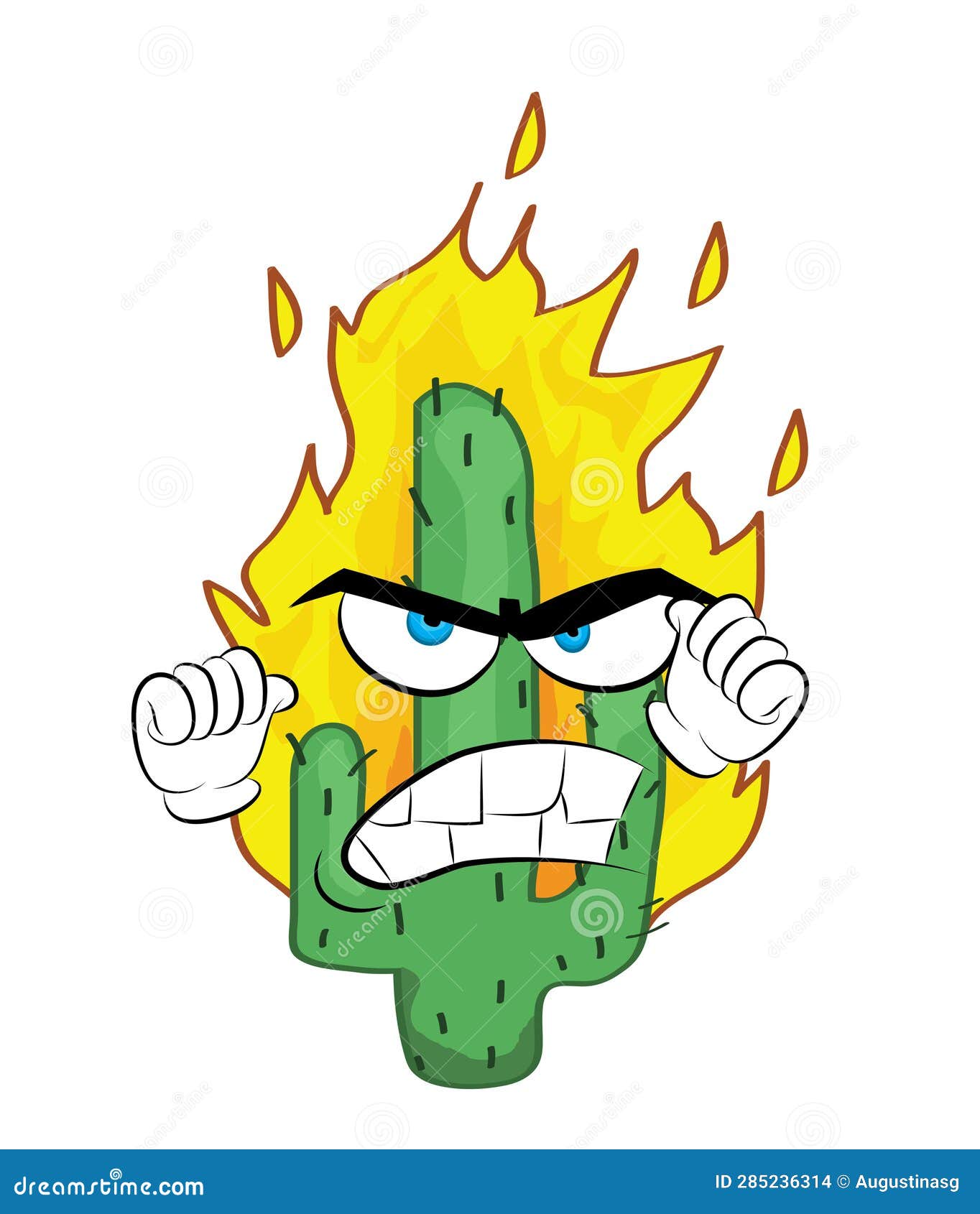 Angry Cartoon Illustration of Burning Cactus Stock Illustration ...
