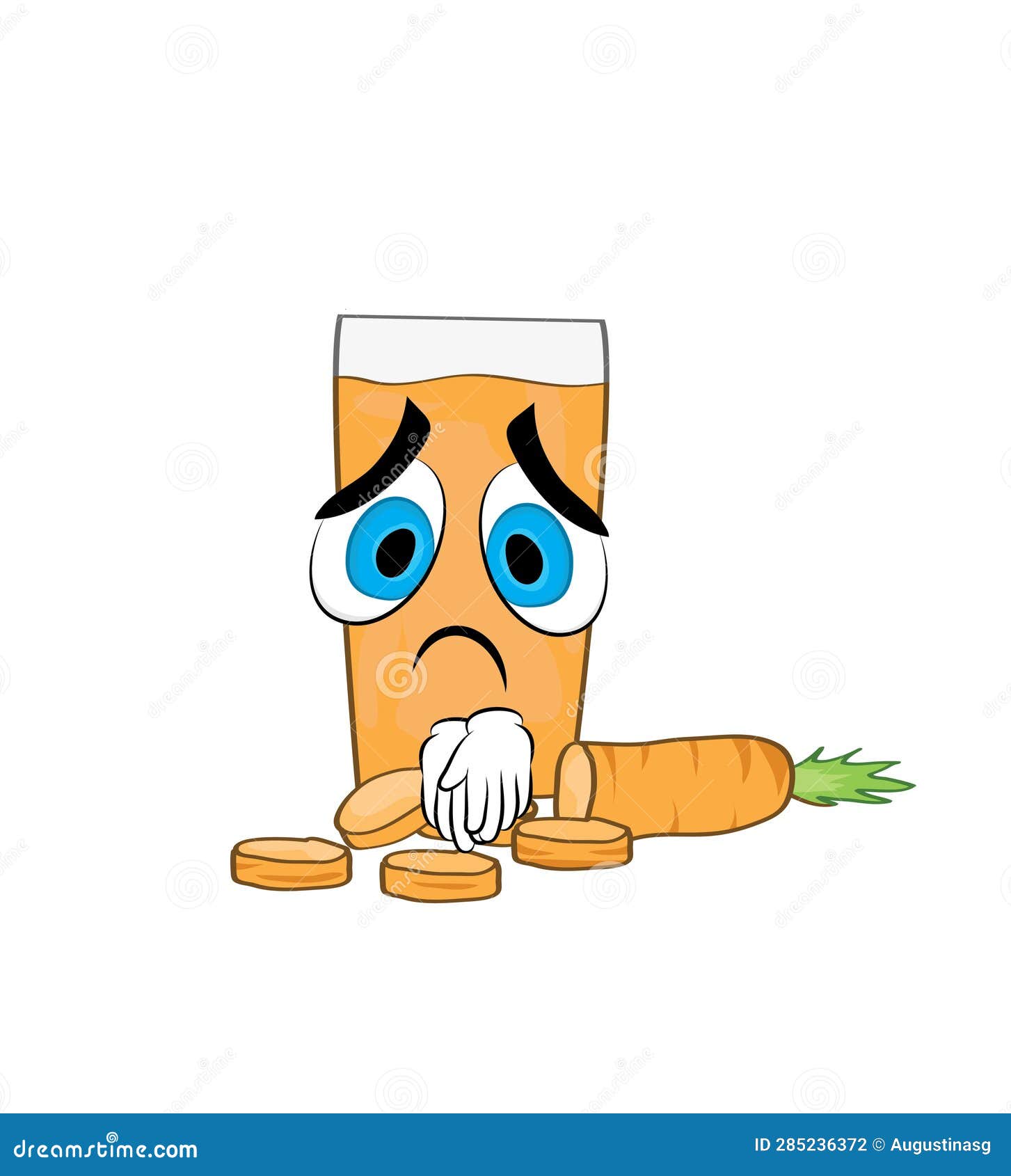 Sad Cartoon Illustration of Carrot Juice Stock Illustration ...