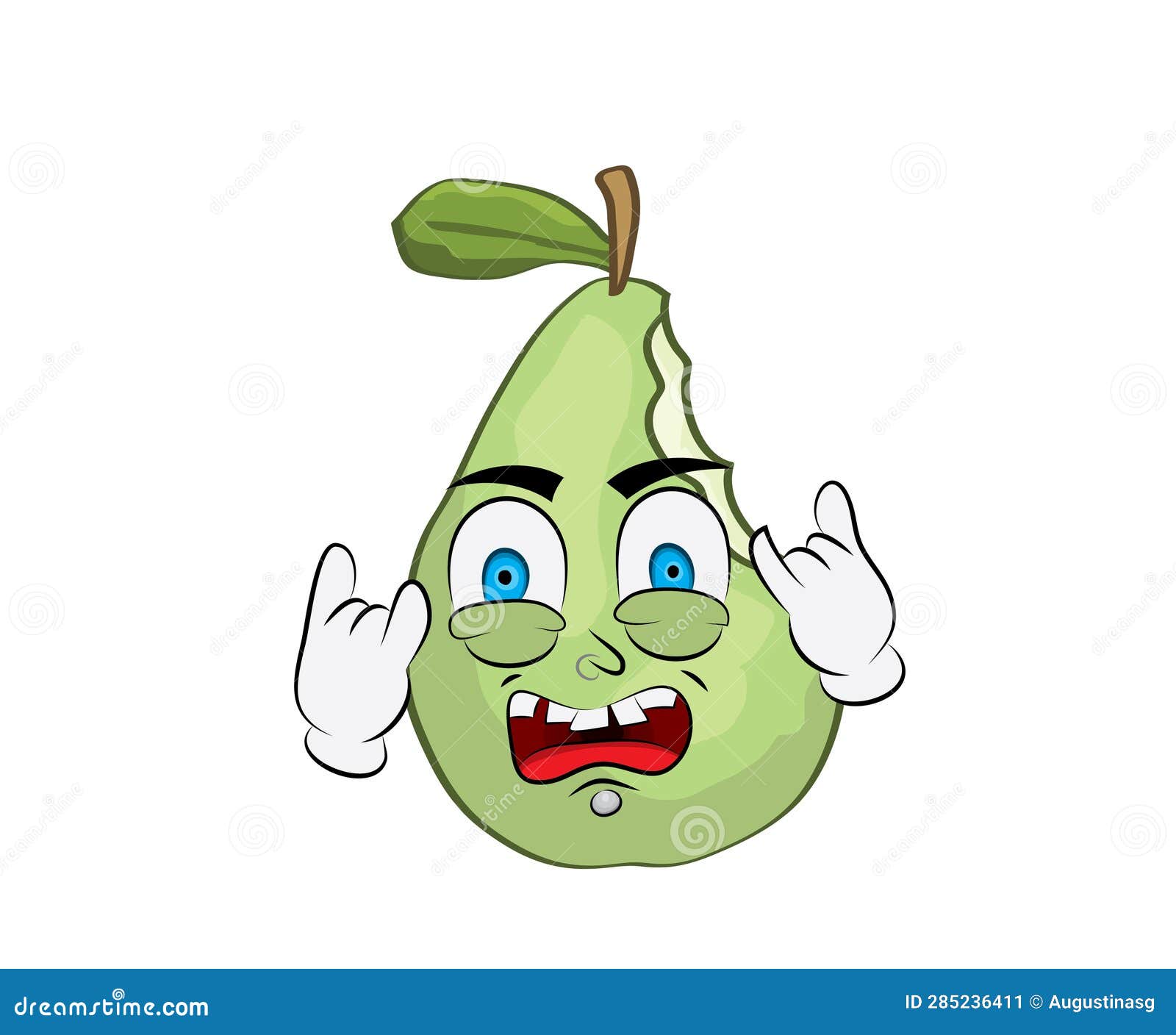 Punk Cartoon Illustration of Bitten Pear Stock Illustration ...