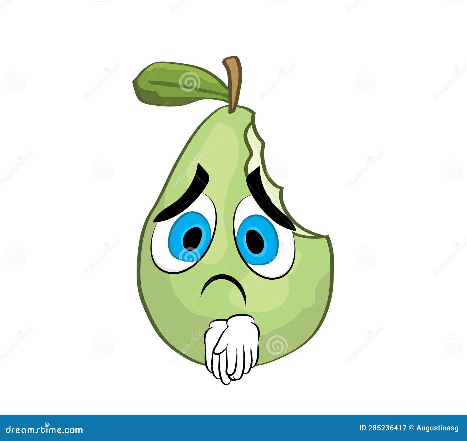 Sad Cartoon Illustration of Bitten Pear Stock Illustration ...
