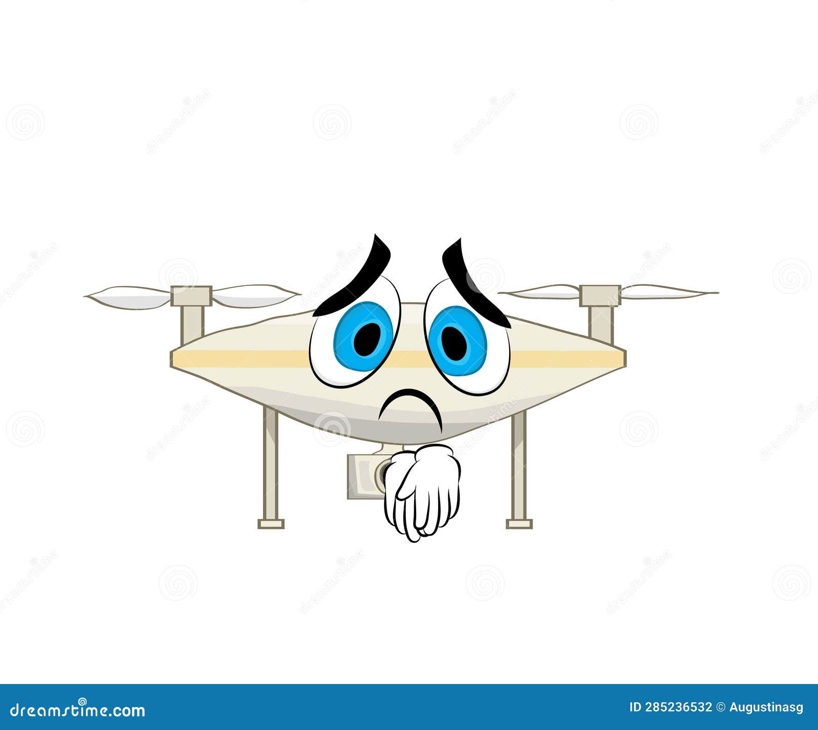 Sad Cartoon Illustration of Drone Stock Illustration - Illustration of ...