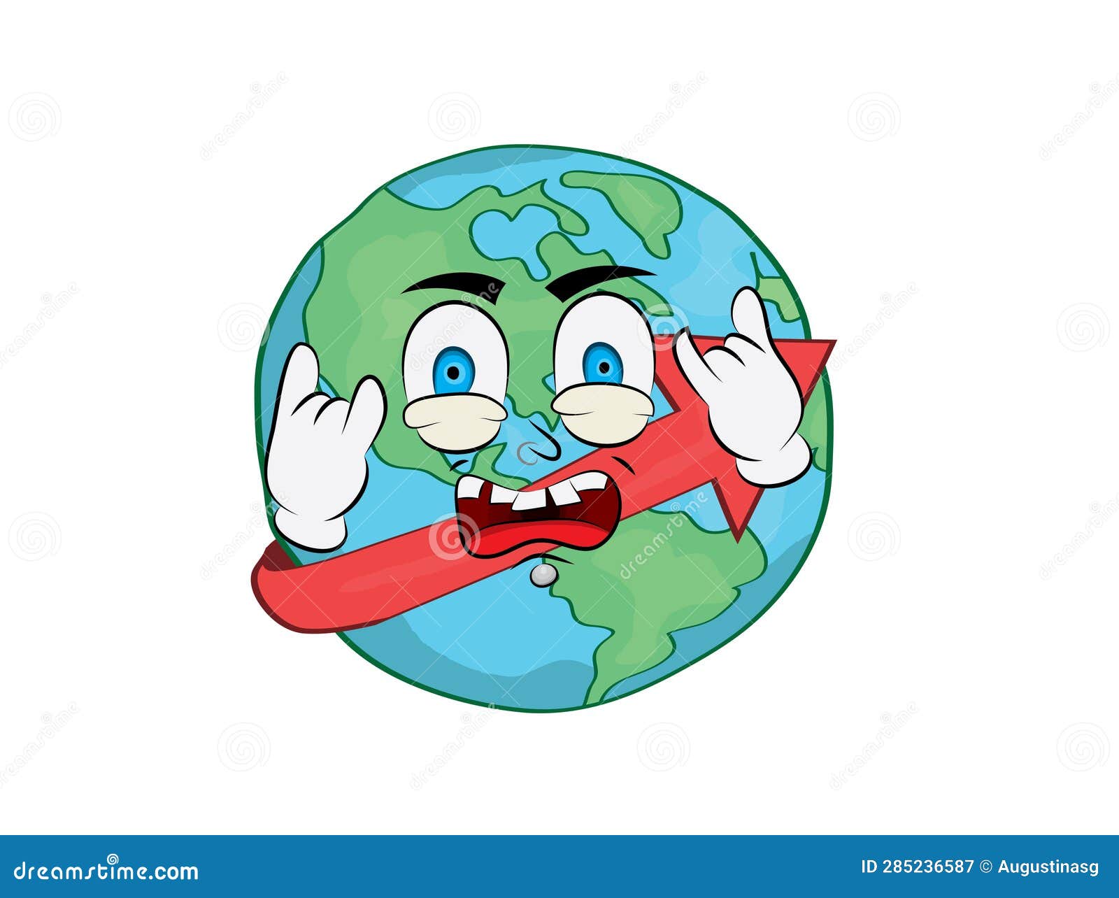 Punk Cartoon Illustration of World Globe with Arrow Stock Illustration ...