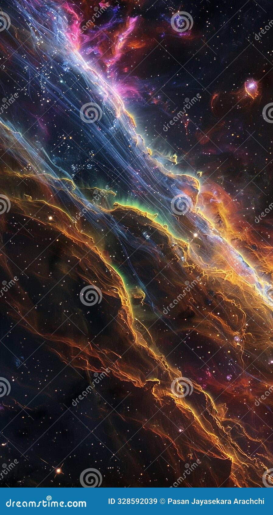 Veil Nebula Revealing Supernova Remnant Stock Illustration ...