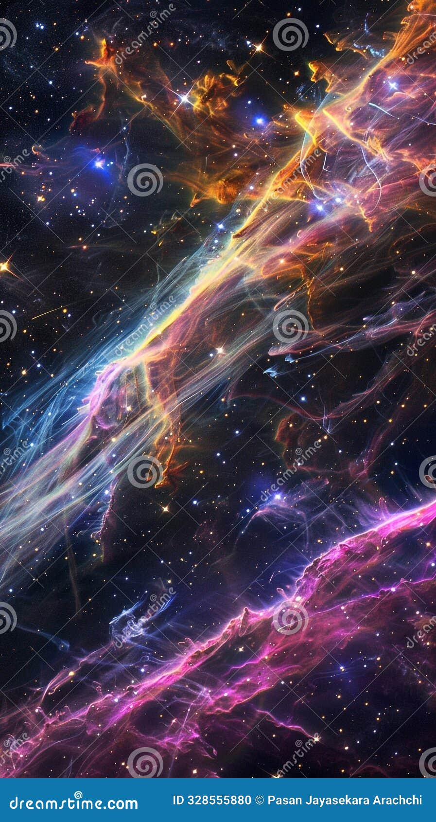 Veil Nebula Reveals Delicate Gas Filaments Stock Illustration ...