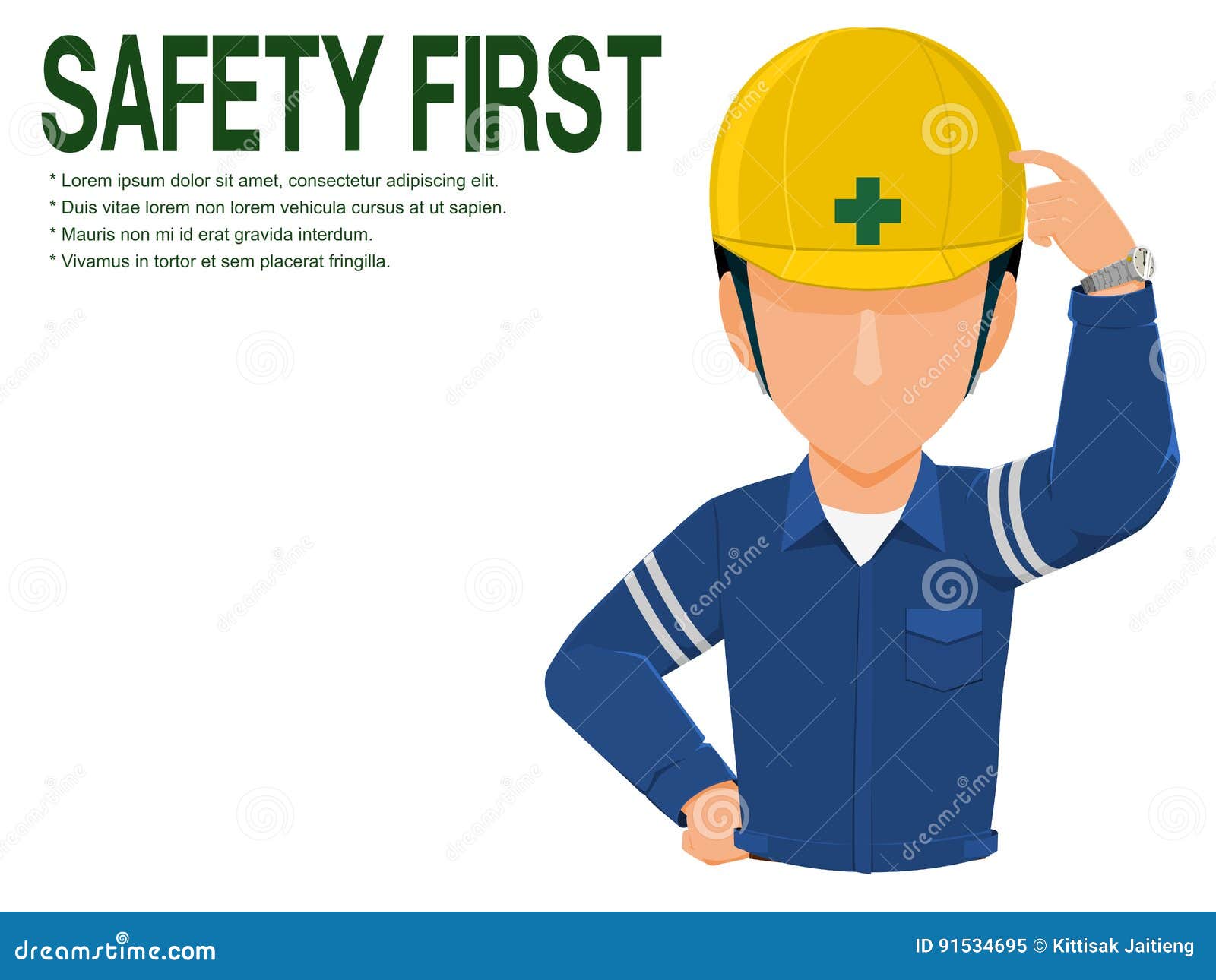 Veiligheid eerst vector illustratie. Illustration of apparatuur - 91534695