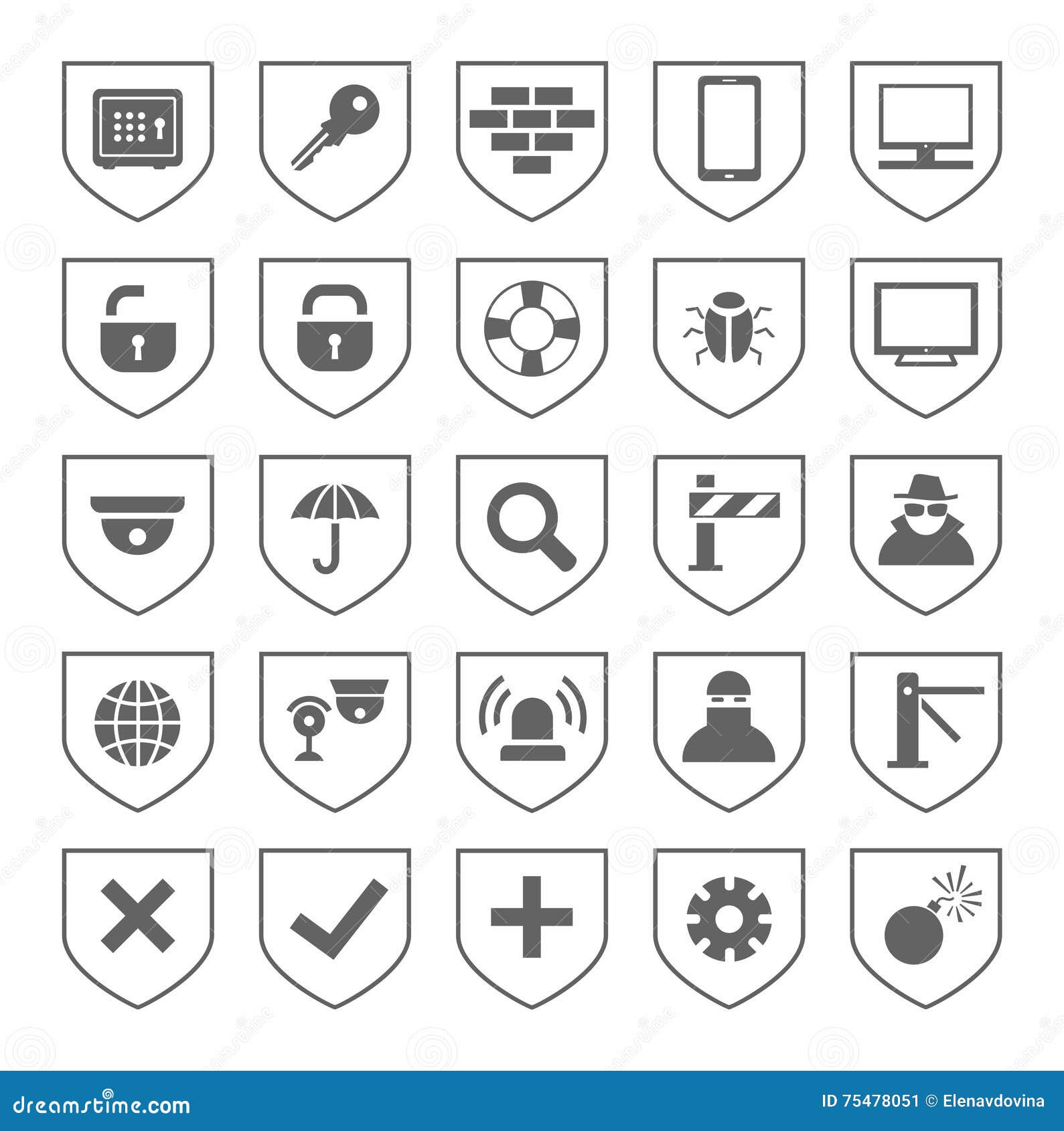 Veiligheid, Zwart-wit Pictogrammen, Vector Vector Illustratie ...