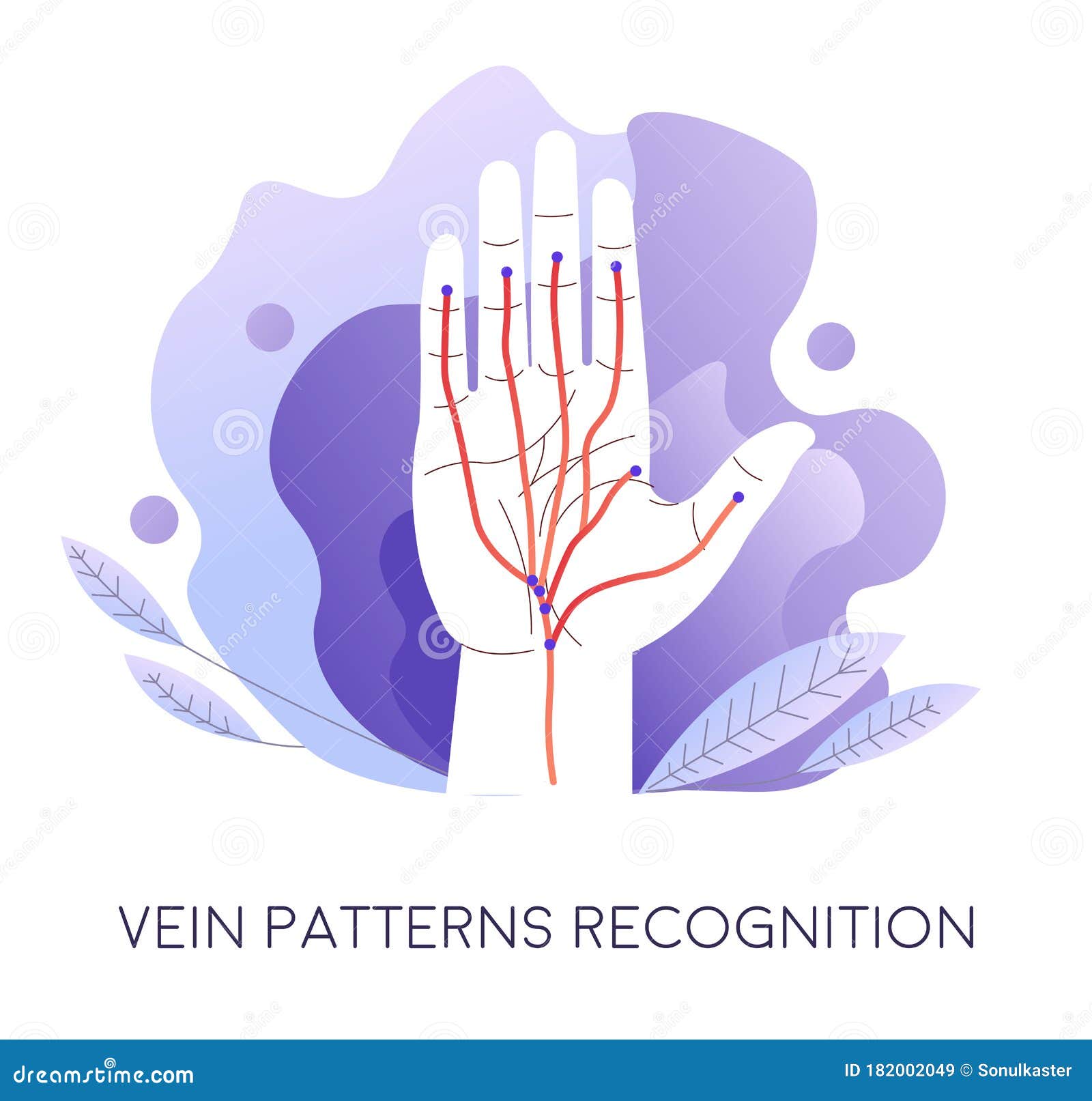 Vein Pattern Recognition Authentication And Access To Data Stock Vector Illustration Of