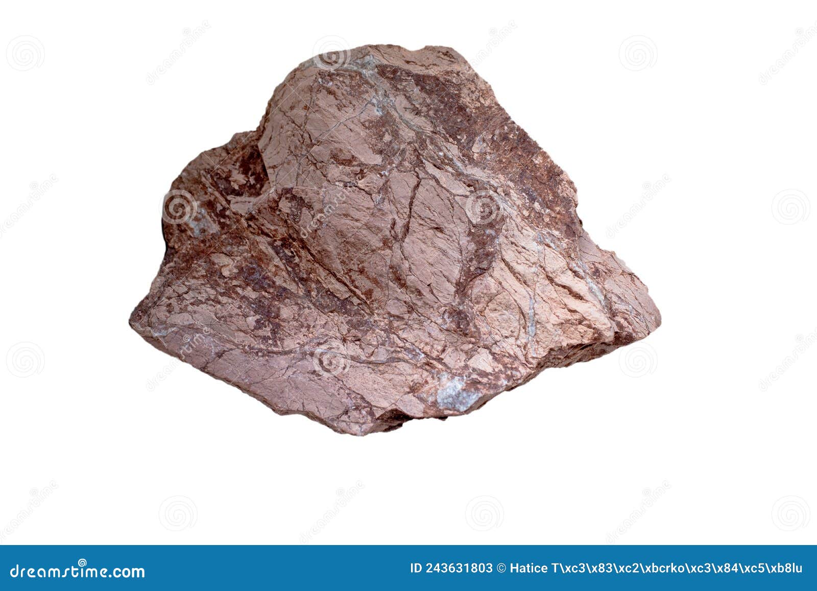 Veined Pink Rock Isolated on White Background. Stock Image - Image of ...