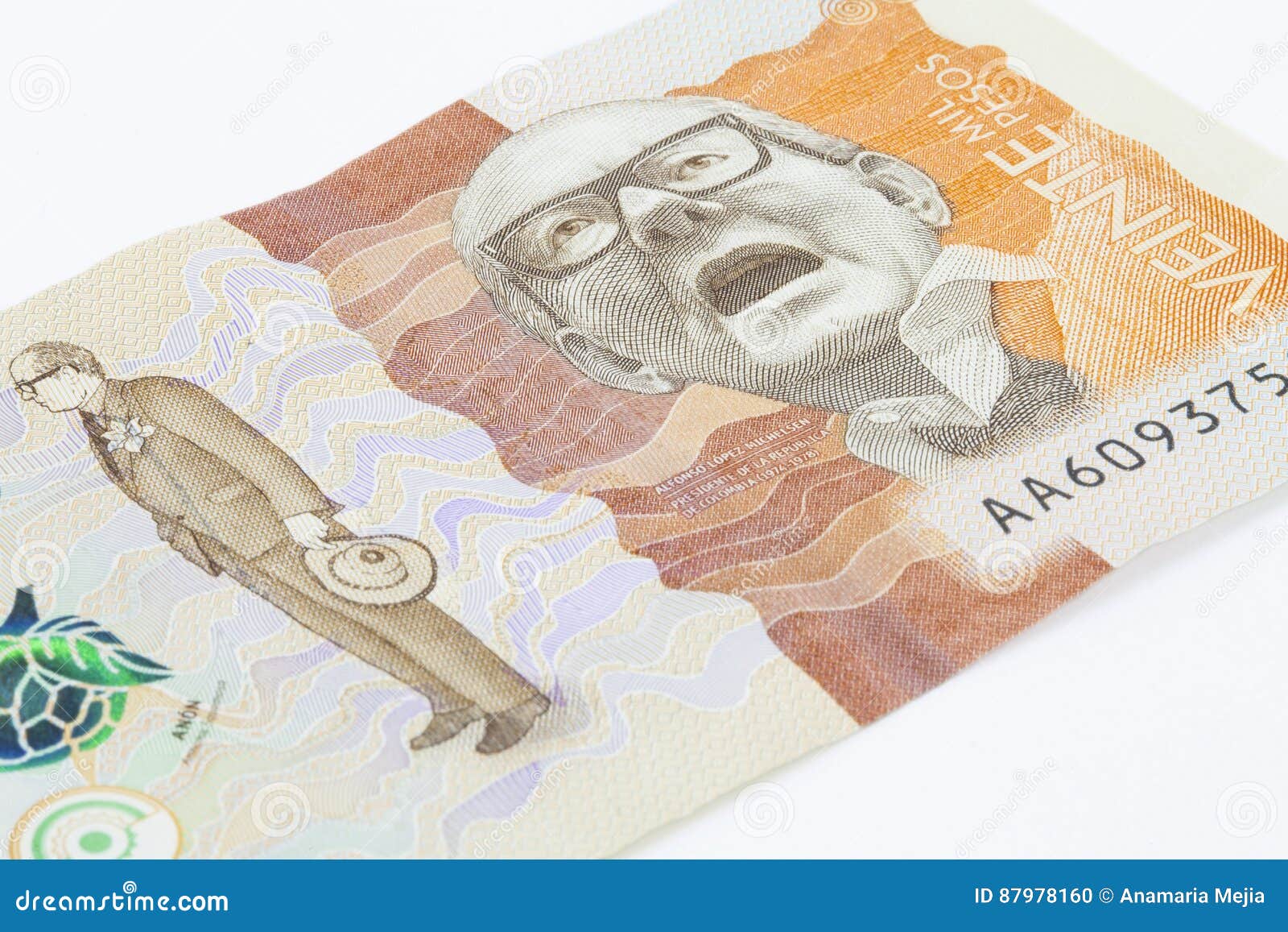 Veinte Mil Pesos Colombianos Bill Foto de archivo - Imagen de corte ...