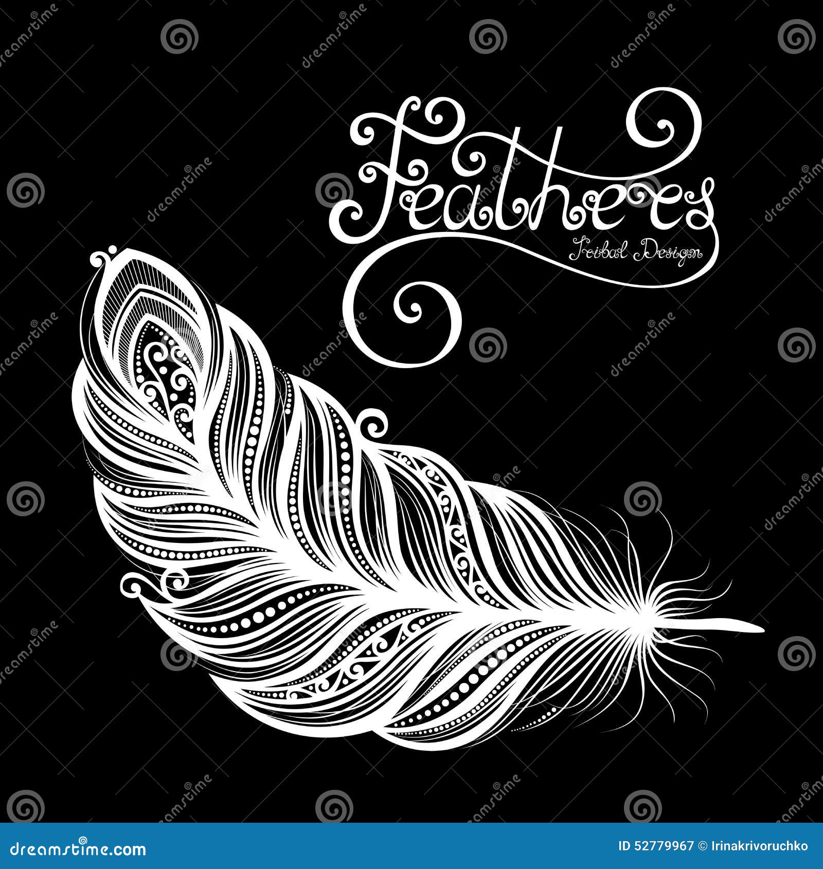 Vektor-beispiellose Dekorative Feder Vektor Abbildung - Illustration ...