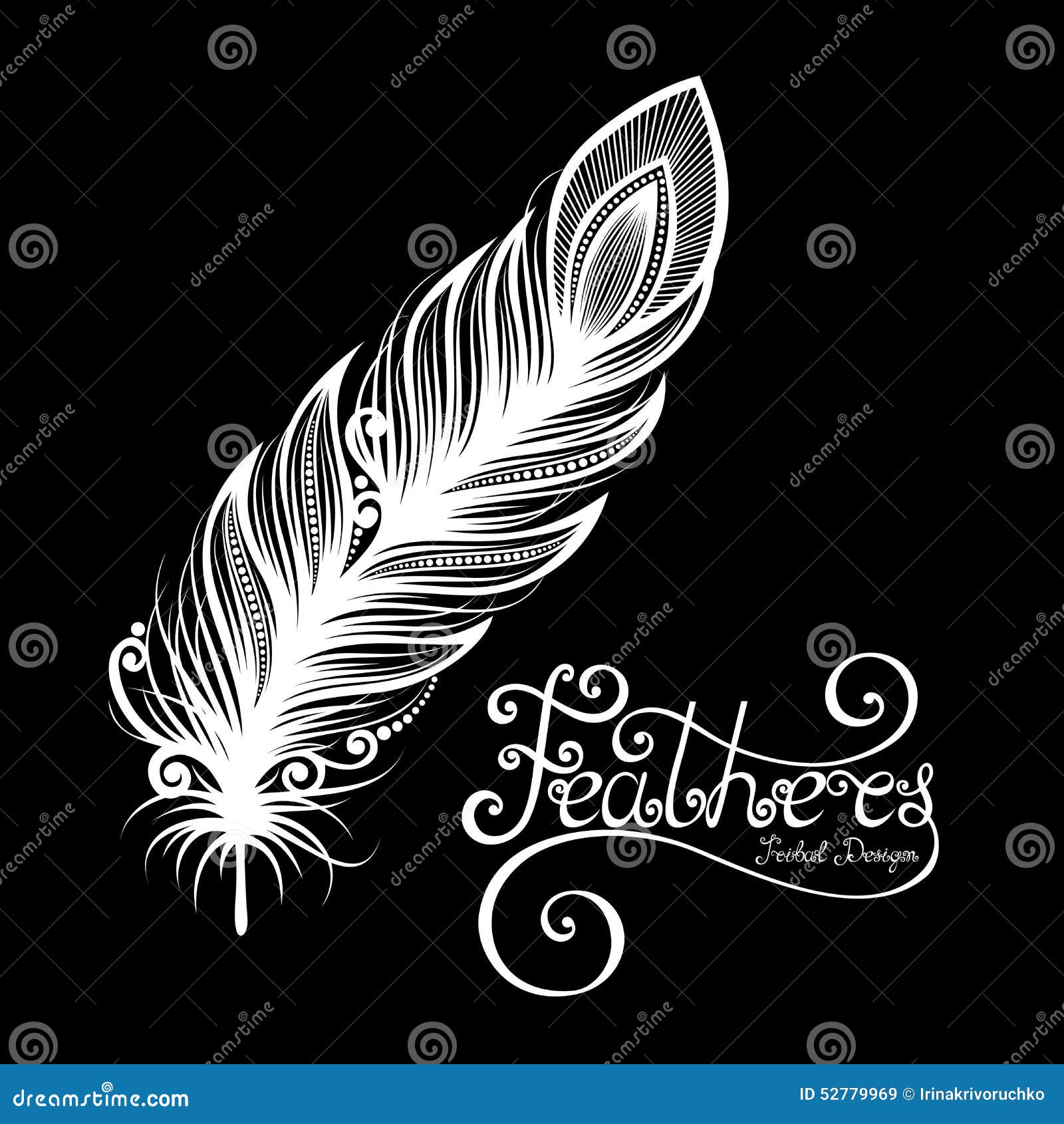 Vektor-beispiellose Dekorative Feder Vektor Abbildung - Illustration ...