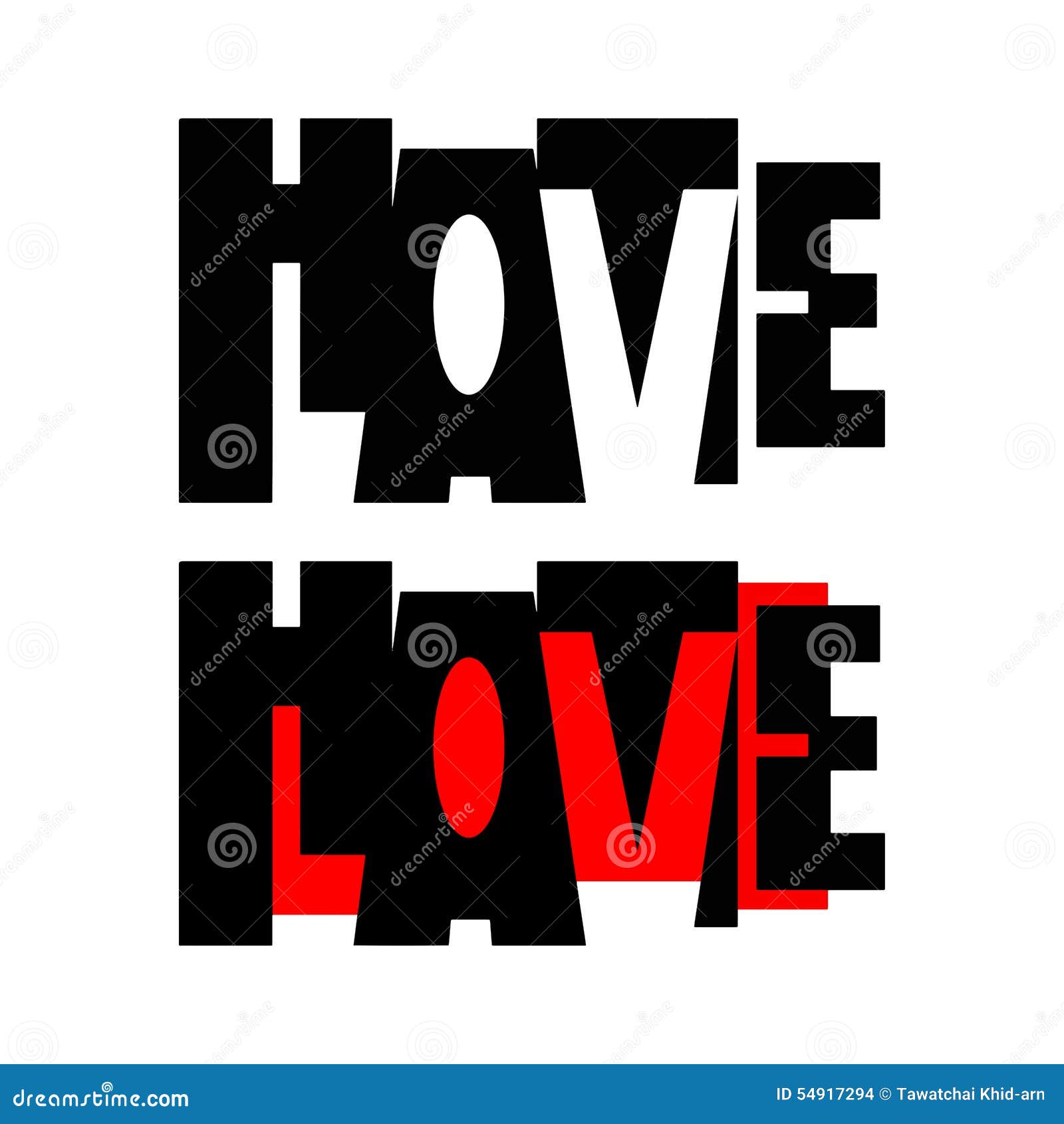 Vektor Des Wortes HASS Und LIEBE Stock Abbildung - Illustration von ...