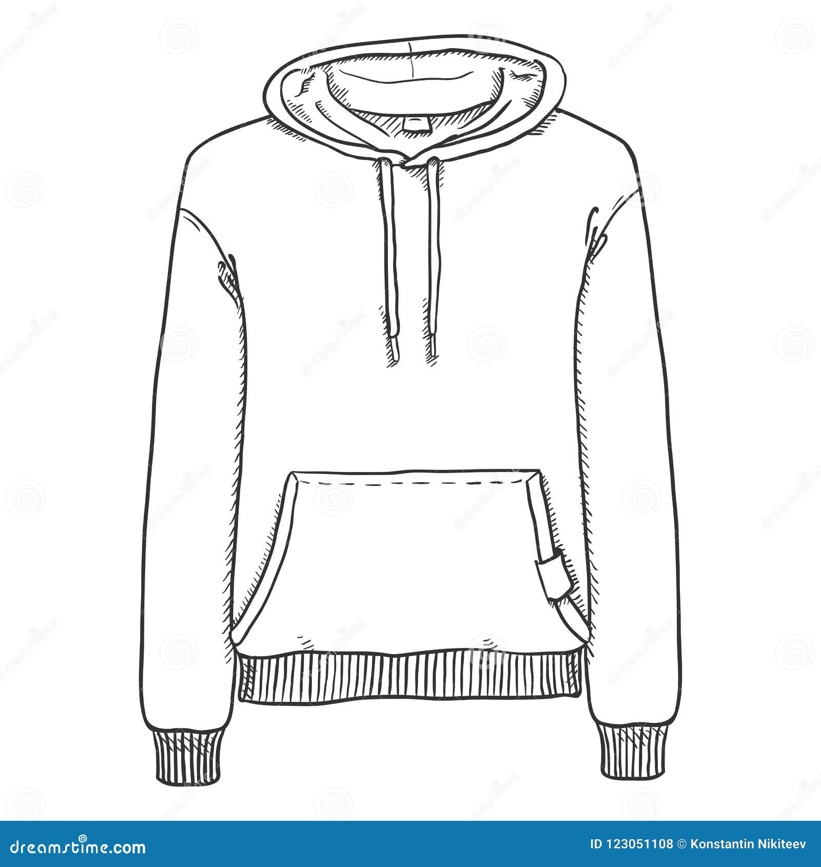 Vektor-einzelne Skizzen-Illustration - Kapuzenpulli-Pullover Vektor ...