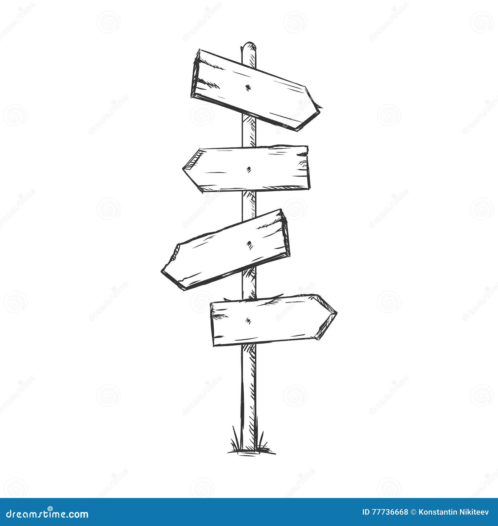 Vektor-einzelner Skizzen-Wegweiser Vektor Abbildung - Illustration von ...