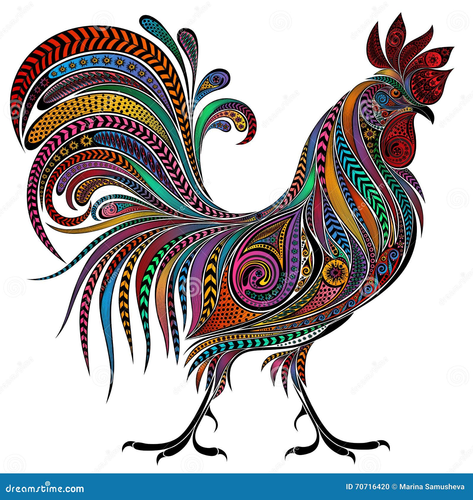 Vektor Farbiger Hahn Der Muster Stock Abbildung - Illustration von ...