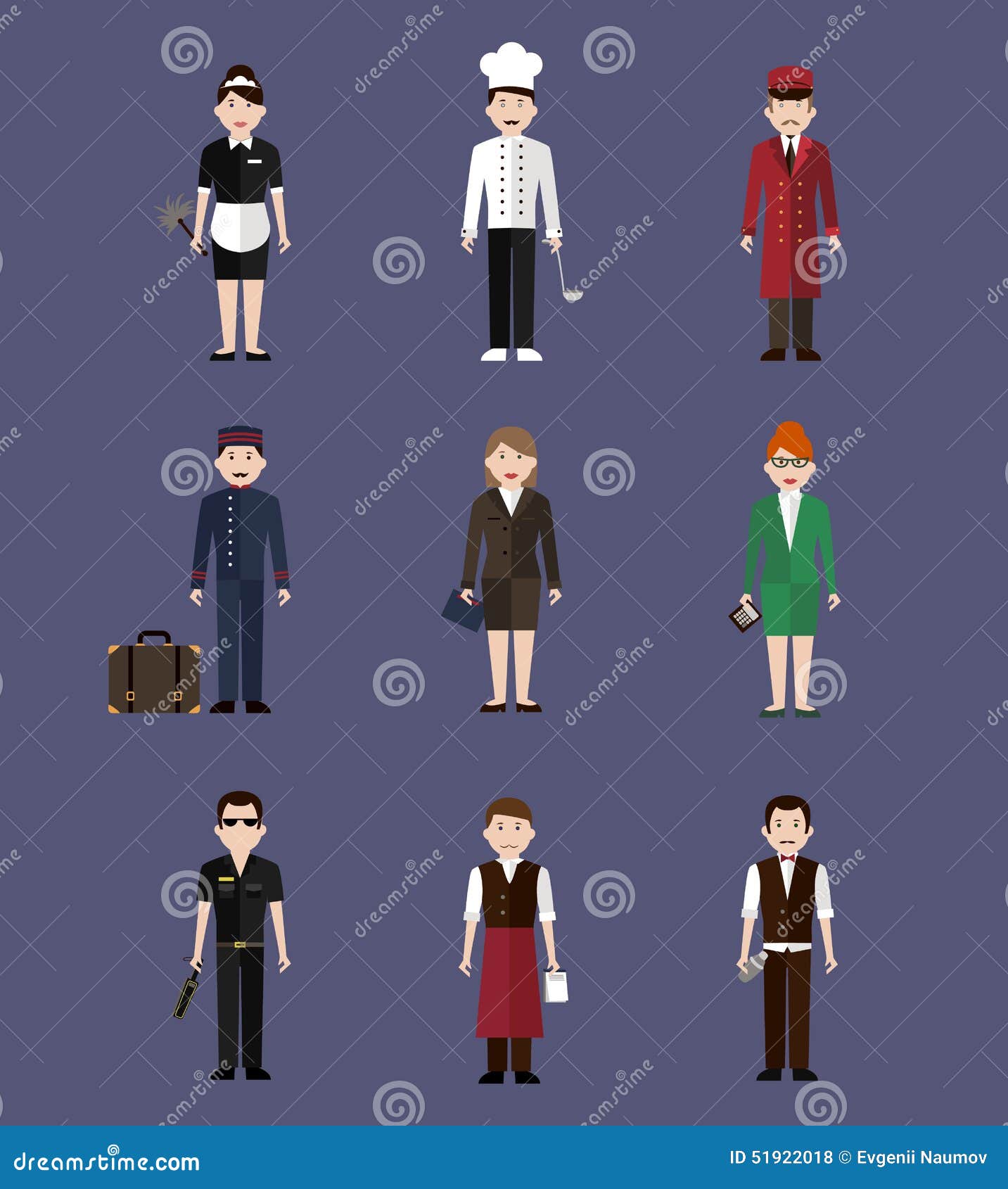 Vektor-Hotel-Personal Beleidigen Sie Leute Vektor Abbildung ...