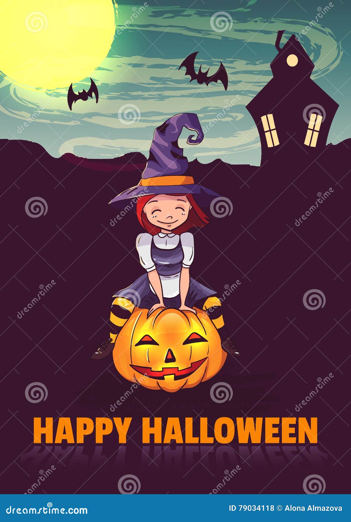 Vektor-Illustration Einer Halloween-Hexe Stock Abbildung - Illustration ...
