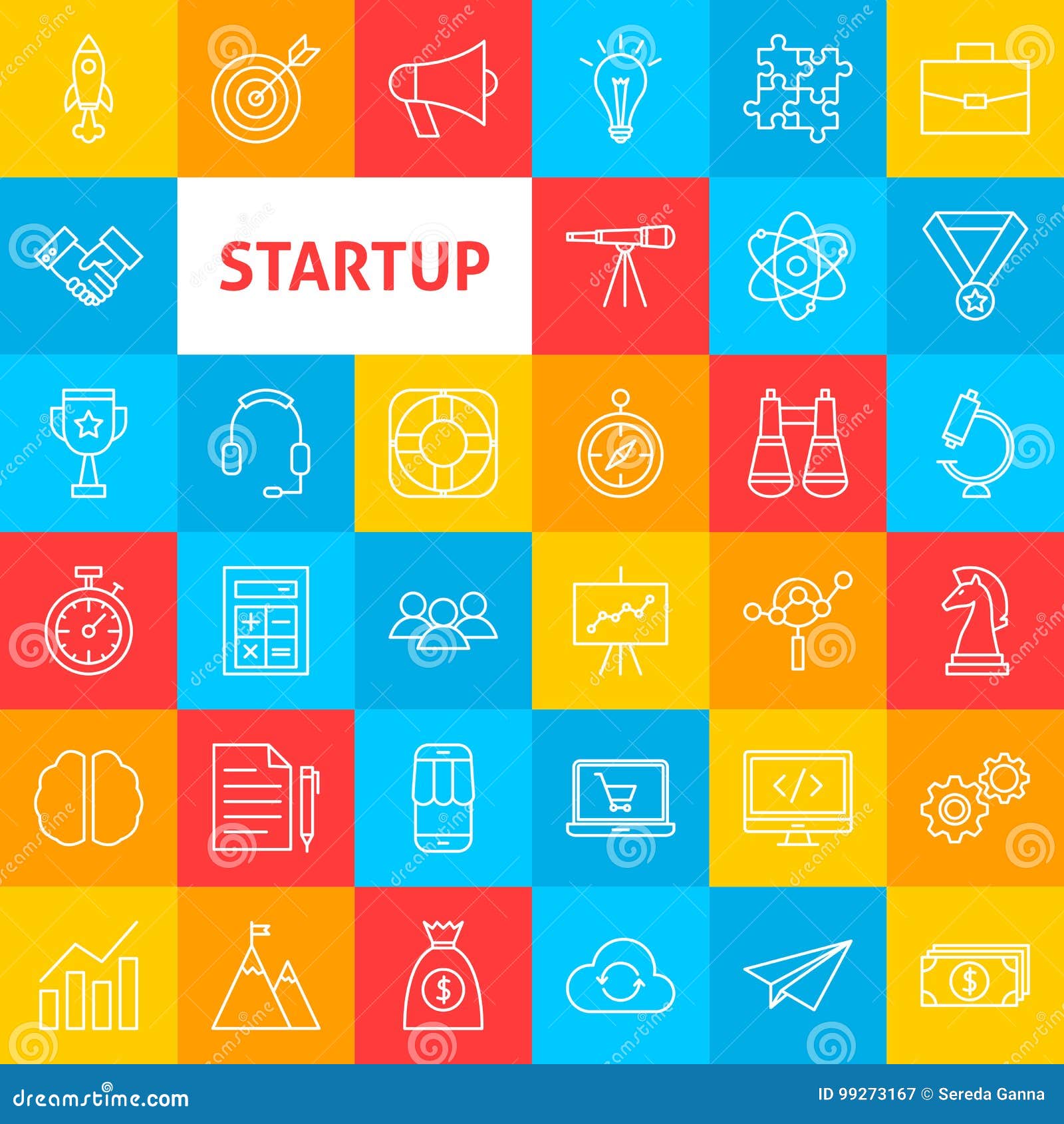 Vektor-Linie Start-Ikonen vektor abbildung. Illustration von digital ...