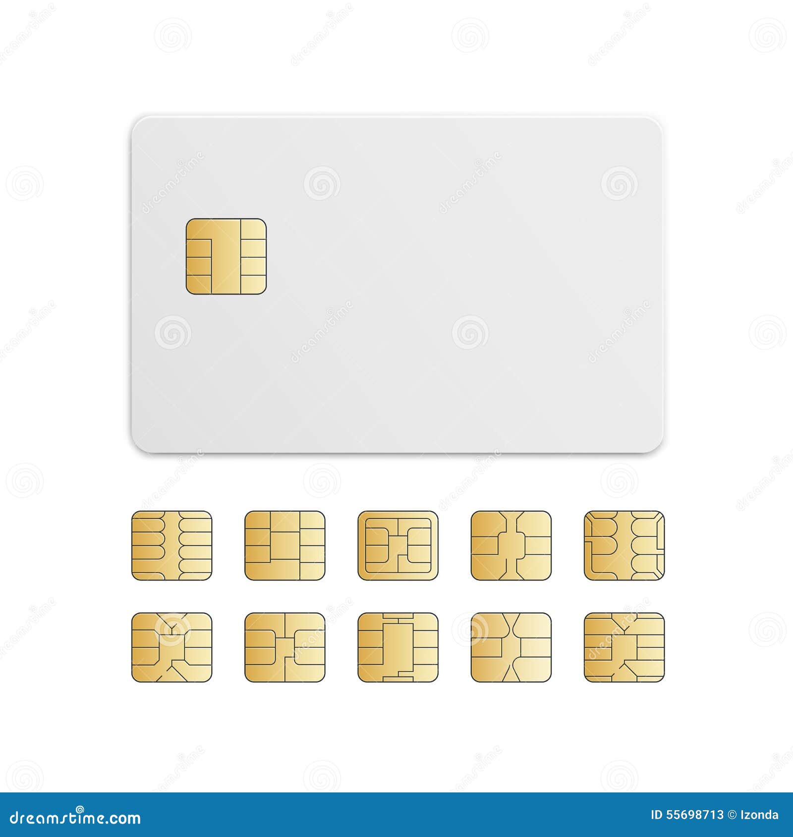 Vektor-Mobilmobiltelefon Sim Card Chip Set Vektor Abbildung ...