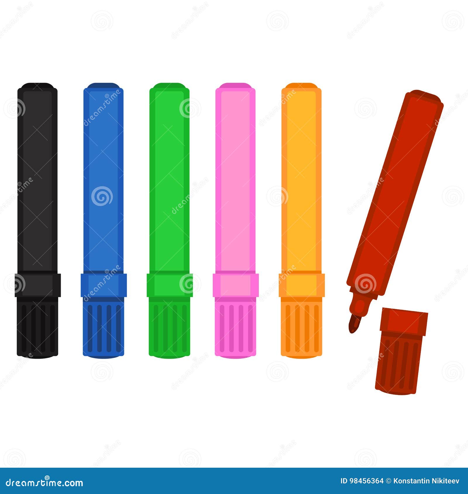 Vektor-Satz Bunte Filzstifte Vektor Abbildung - Illustration von ...