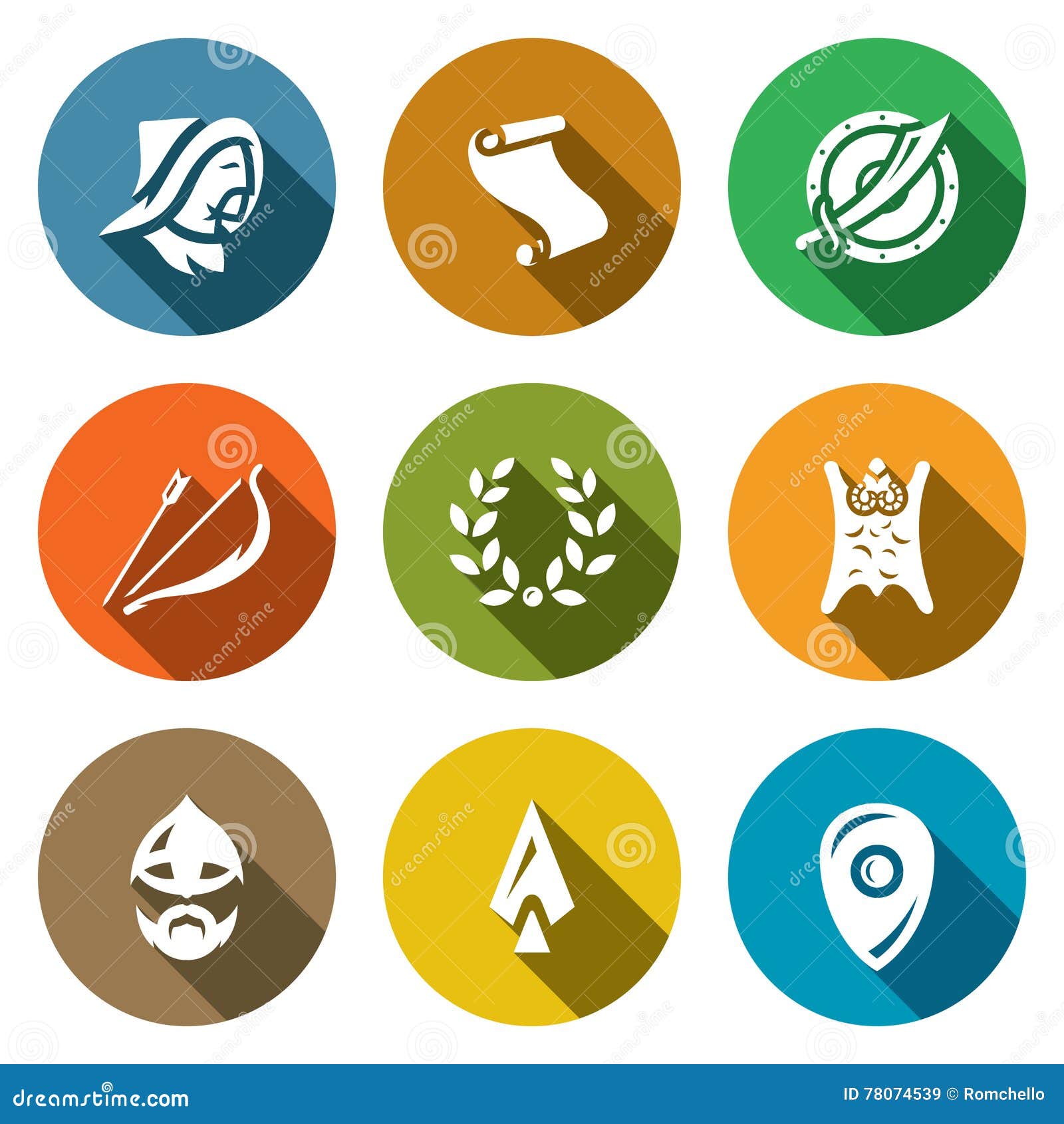 Vektor-Satz Von Mongol Tatar Yoke Icons Vektor Abbildung - Illustration ...