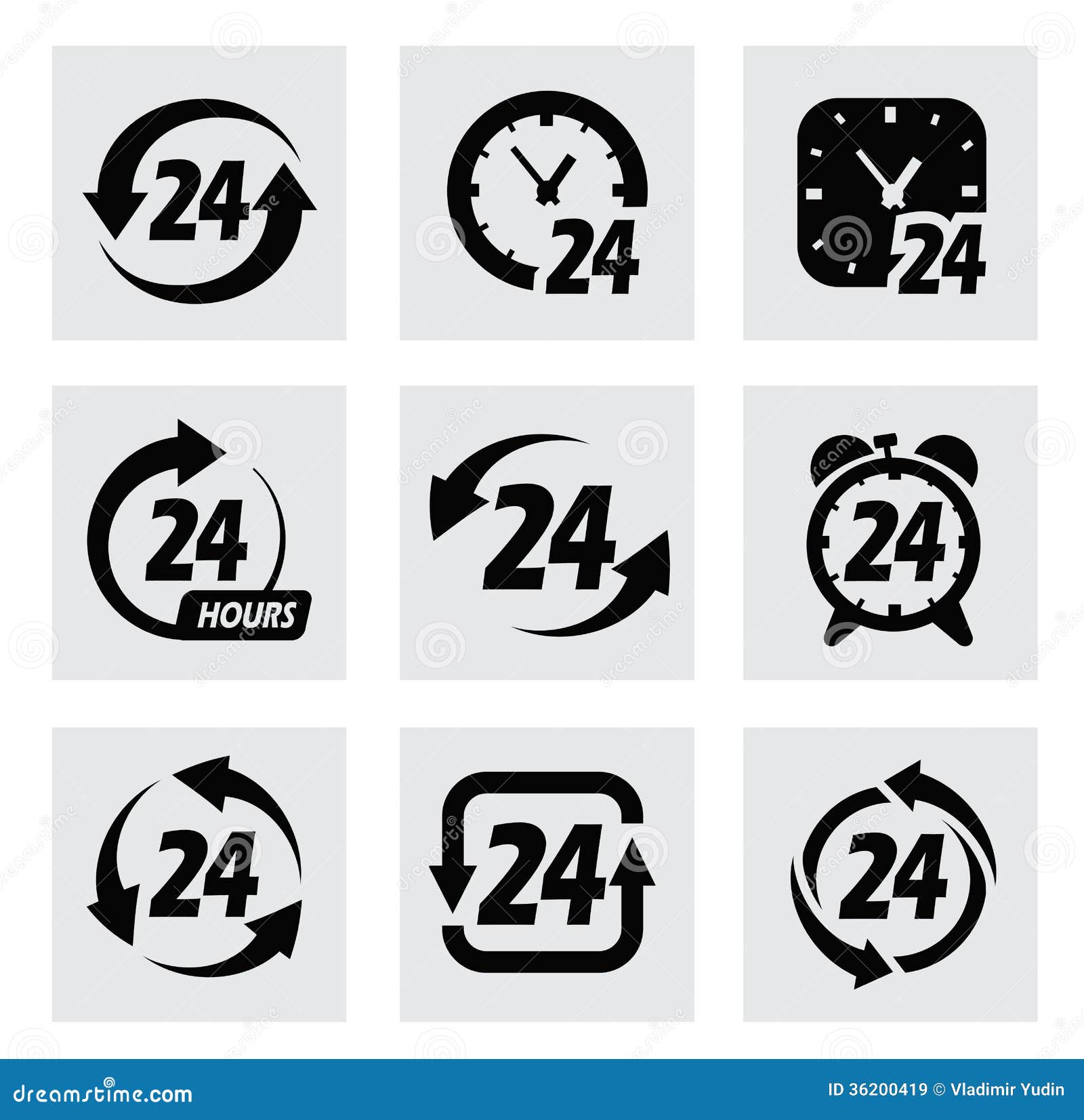 Vektor 24 timmar symboler vektor illustrationer. Illustration av ...