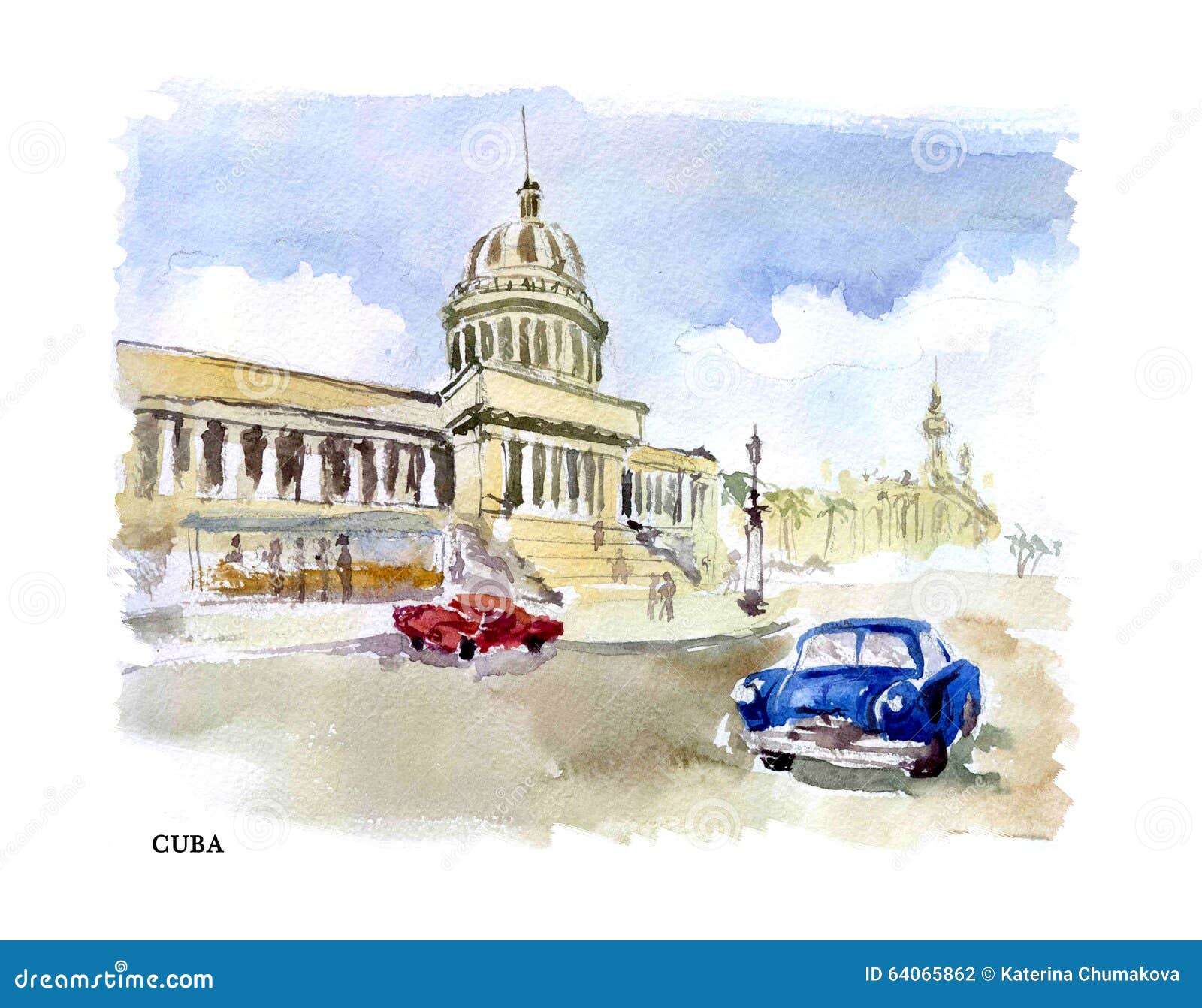 Vektoraquarellillustration Von Kuba Stock Abbildung - Illustration von ...